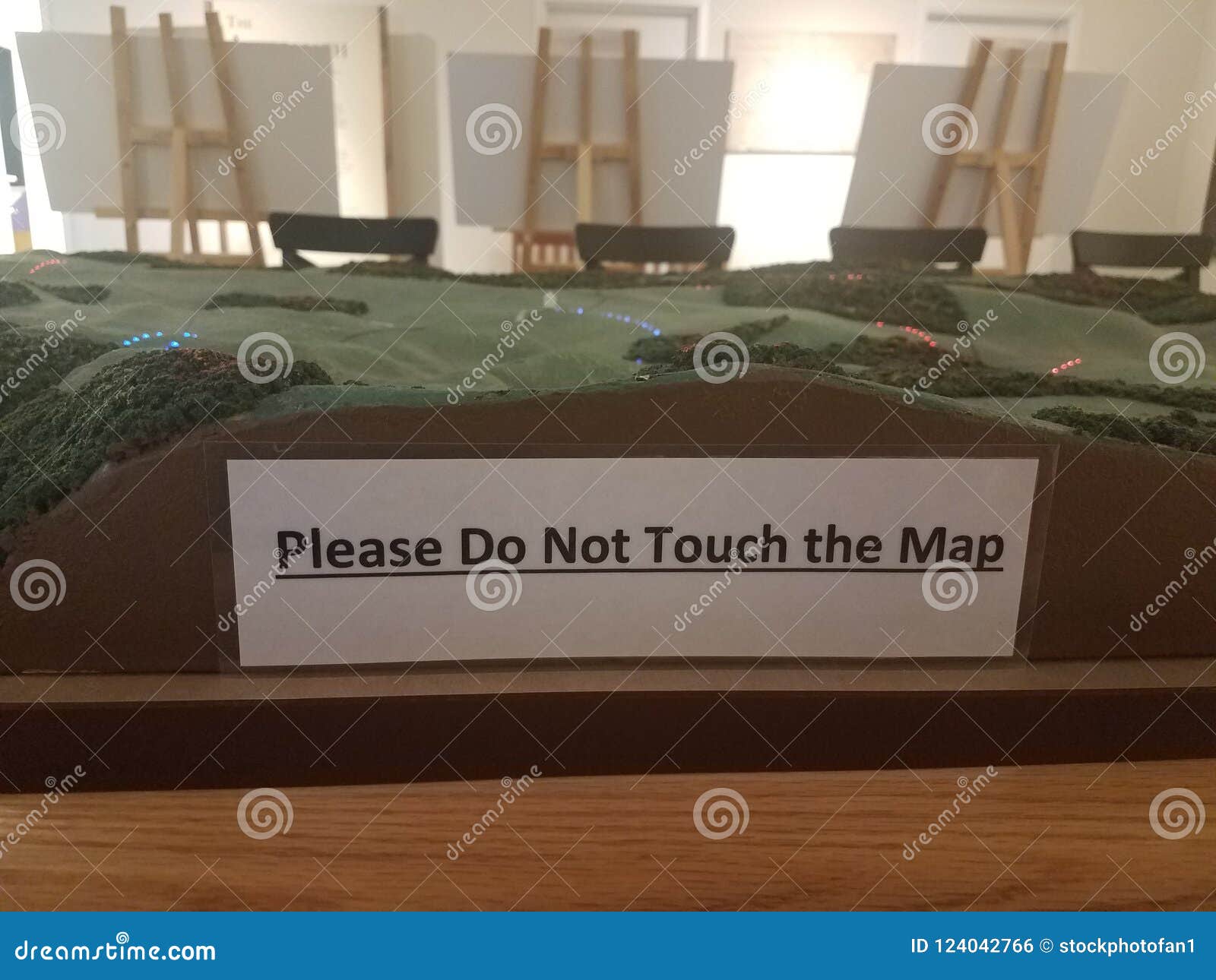 Please Do Not Touch the Map Sign on Three Dimensional Map Stock Photo ...