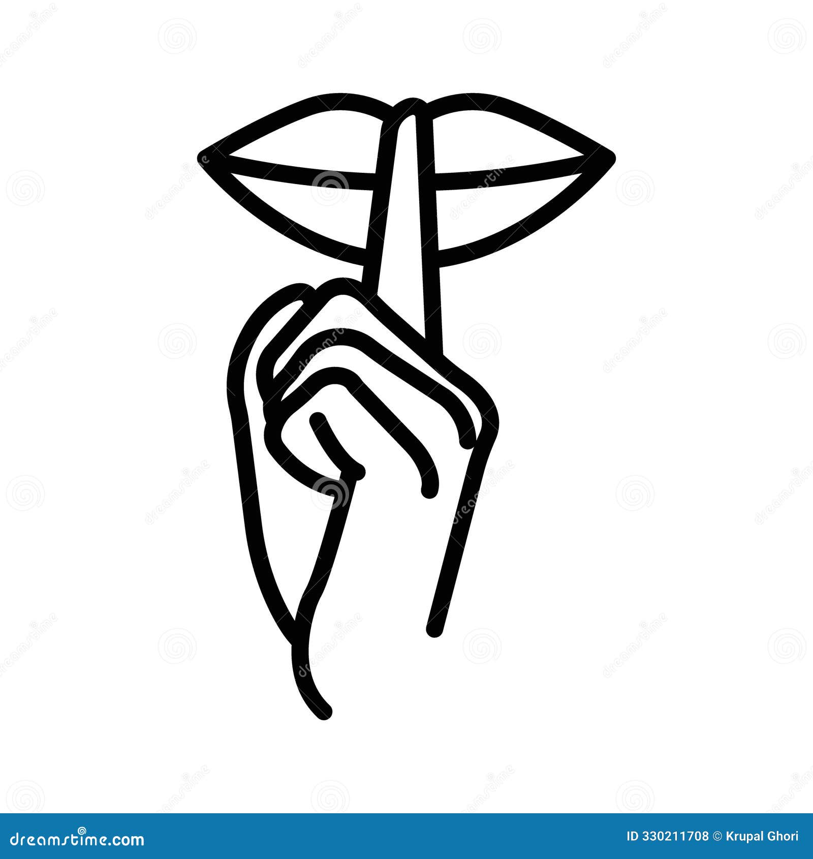 Please Do Quite Pssst Icon Linear Logo Mark In Black And White Cartoon ...