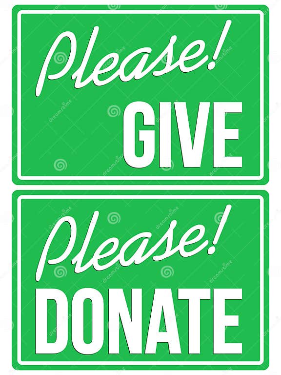 Please Donate and Give Green Sign Set Stock Vector - Illustration of ...