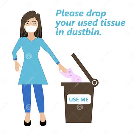 Please Drop Your Used Tissue in Dustbin Stock Vector - Illustration of ...