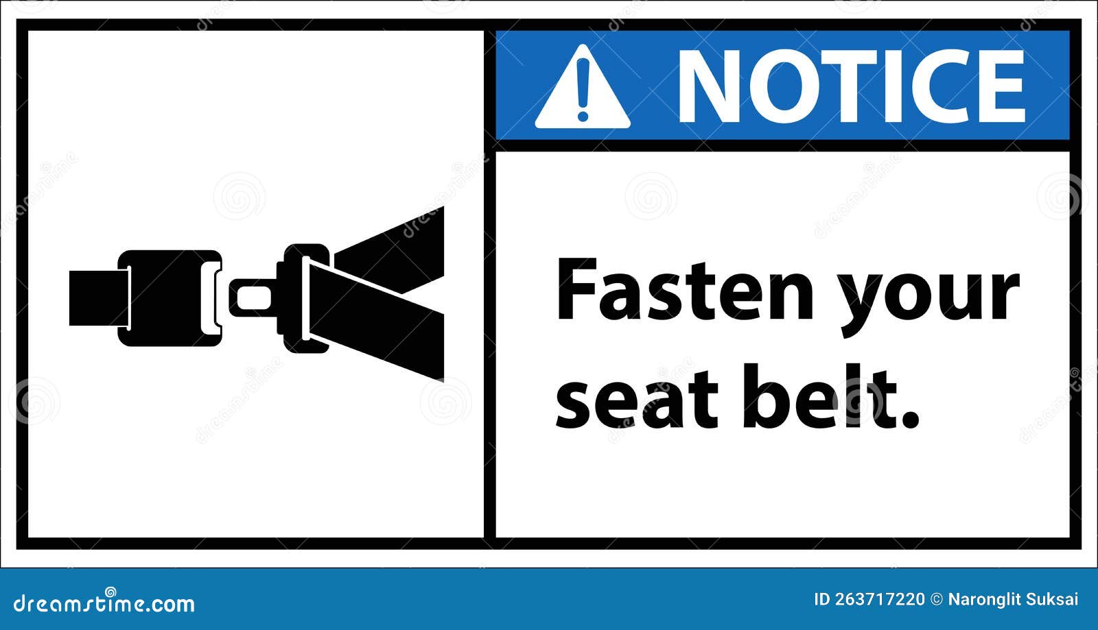 Notice Fasten Seat Belt Symbol Sign, Vector Illustration, Isolated On ...