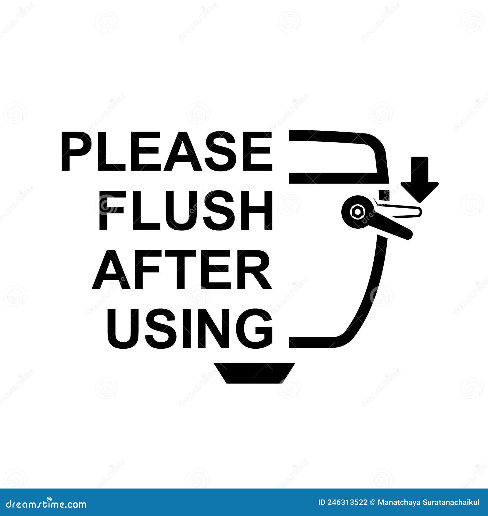 Please Flush after Using Icon Isolated on White Background Stock Vector ...