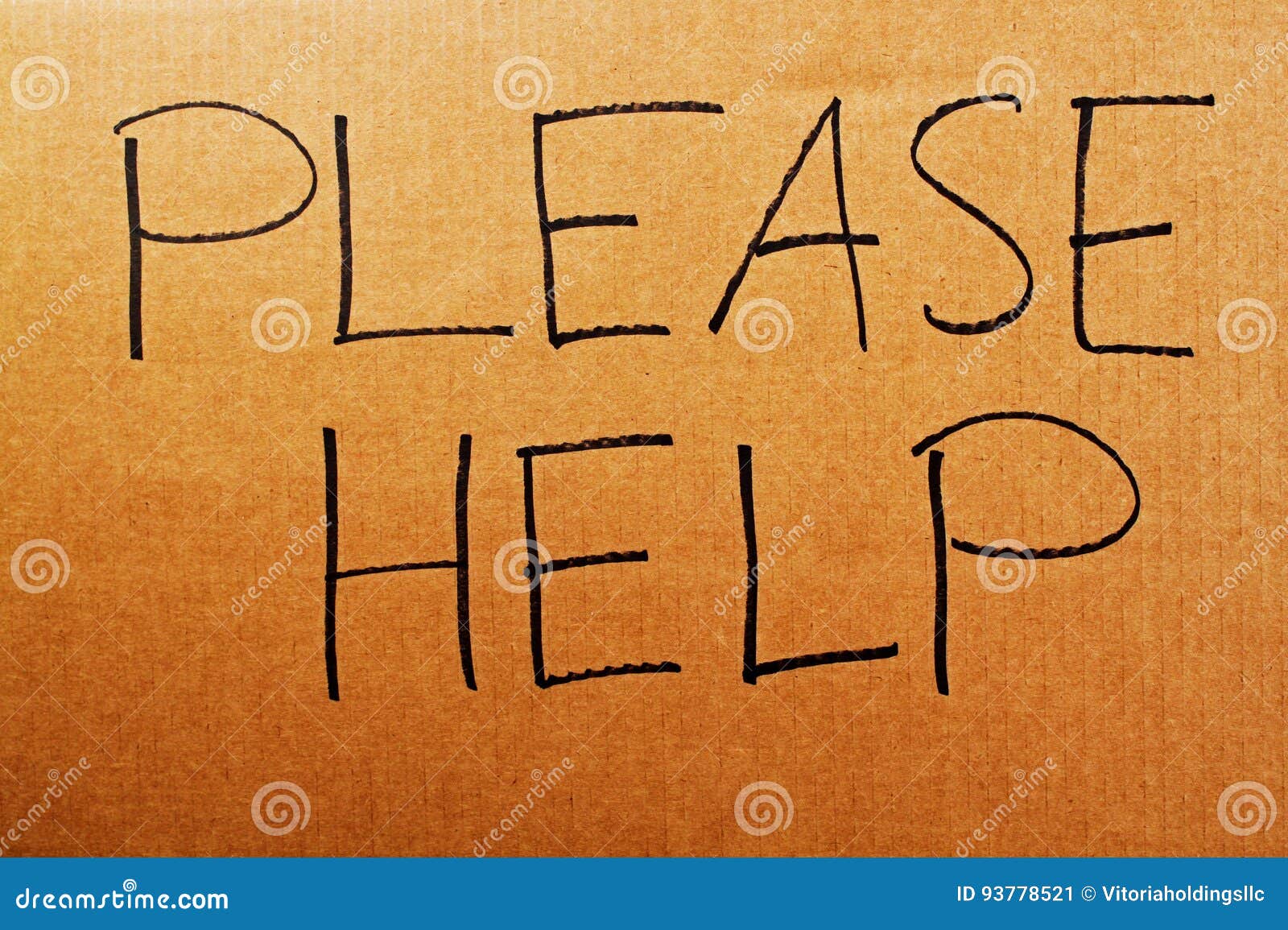 Please Help Cardboard Sign stock image. Image of sign - 93778521