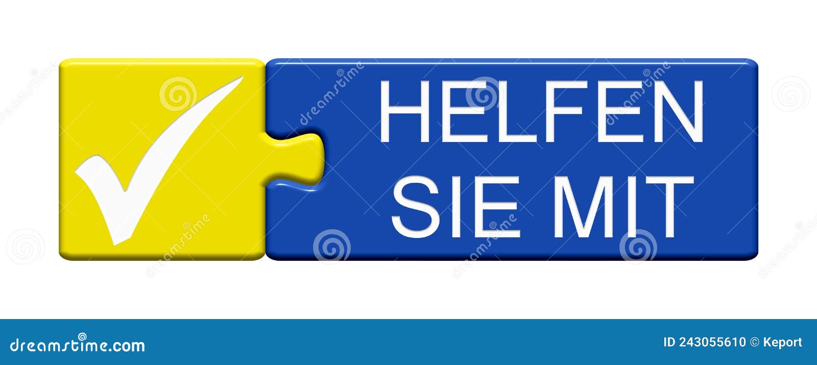 Please Help German- Puzzle Button Blue Yellow Stock Illustration ...