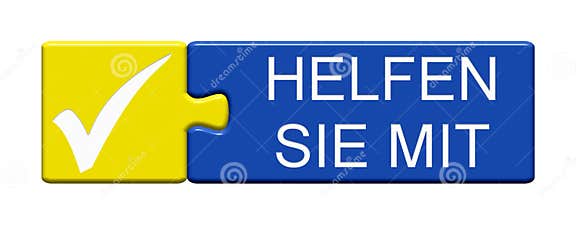 Please Help German- Puzzle Button Blue Yellow Stock Illustration ...