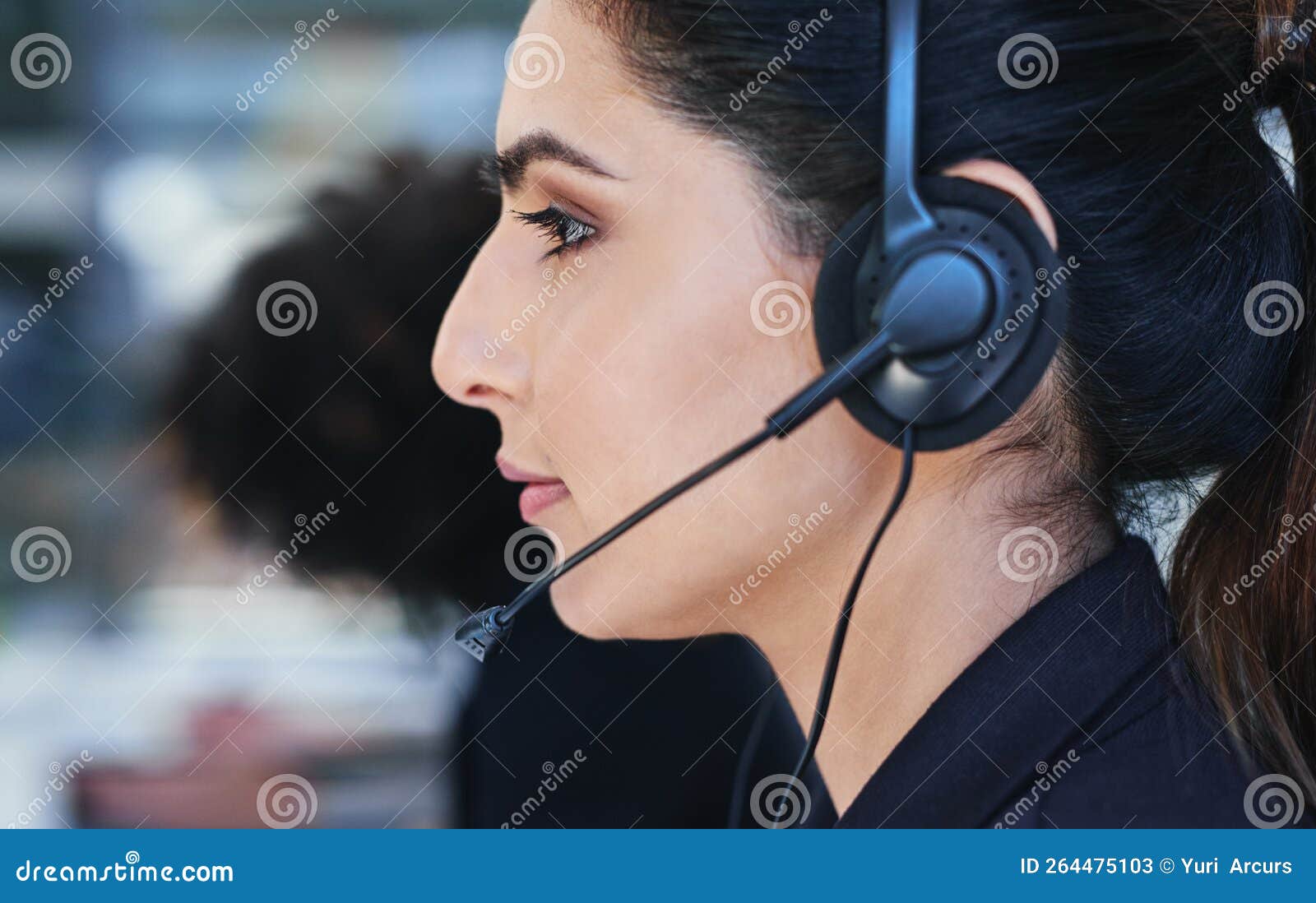 Please Hold while I Work on Resolving the Issue. a Young Woman Working ...