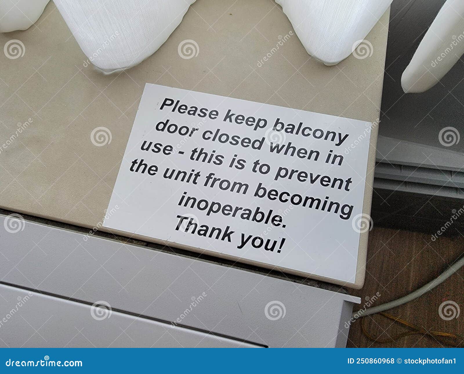Please Keep Balcony Door Closed Sign on Air Conditioning Unit Stock ... Please Keep Balcony Door Closed Sign on Air Conditioning Unit Stock ...