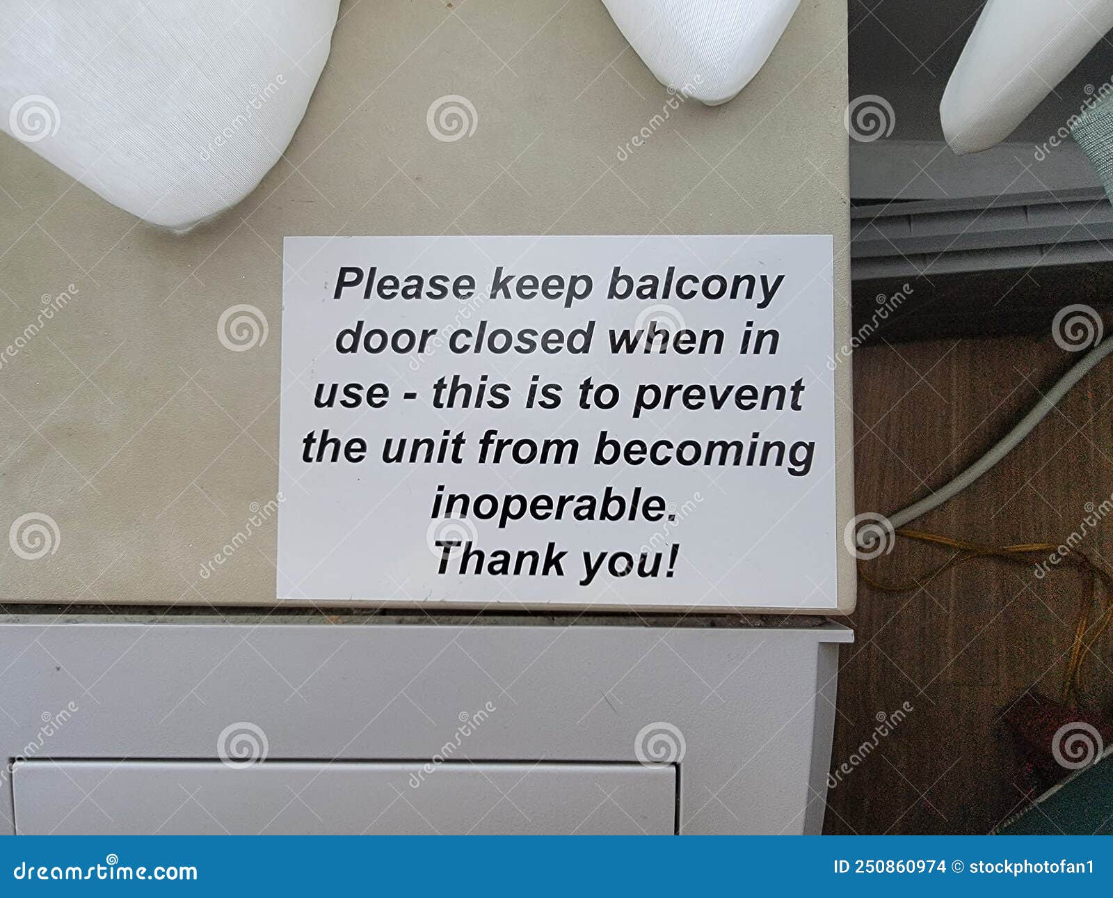 Please Keep Balcony Door Closed Sign on Air Conditioning Unit Stock ... Please Keep Balcony Door Closed Sign on Air Conditioning Unit Stock ...