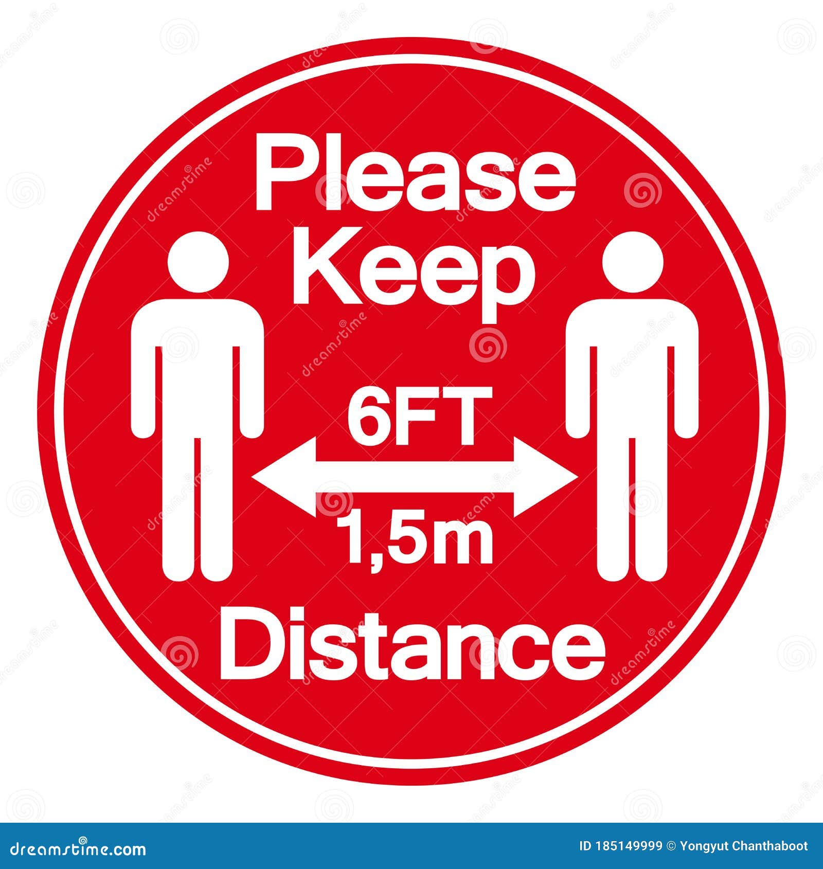 Please Keep 6ft Distance Symbol, Vector Illustration, Isolated on White ...