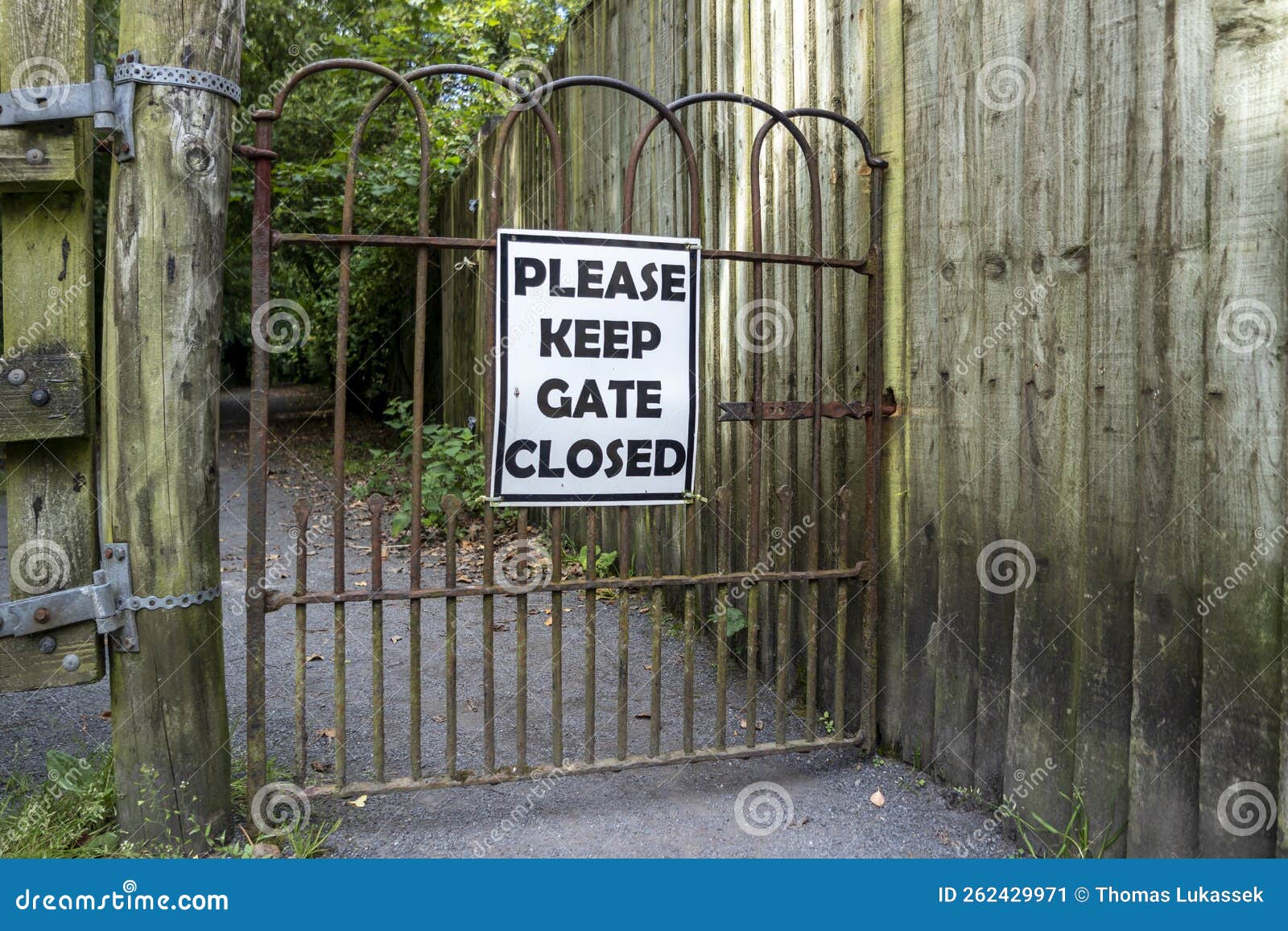 Please Keep Gates Closed Sign at Iron Gate in Ireland Stock Image ...