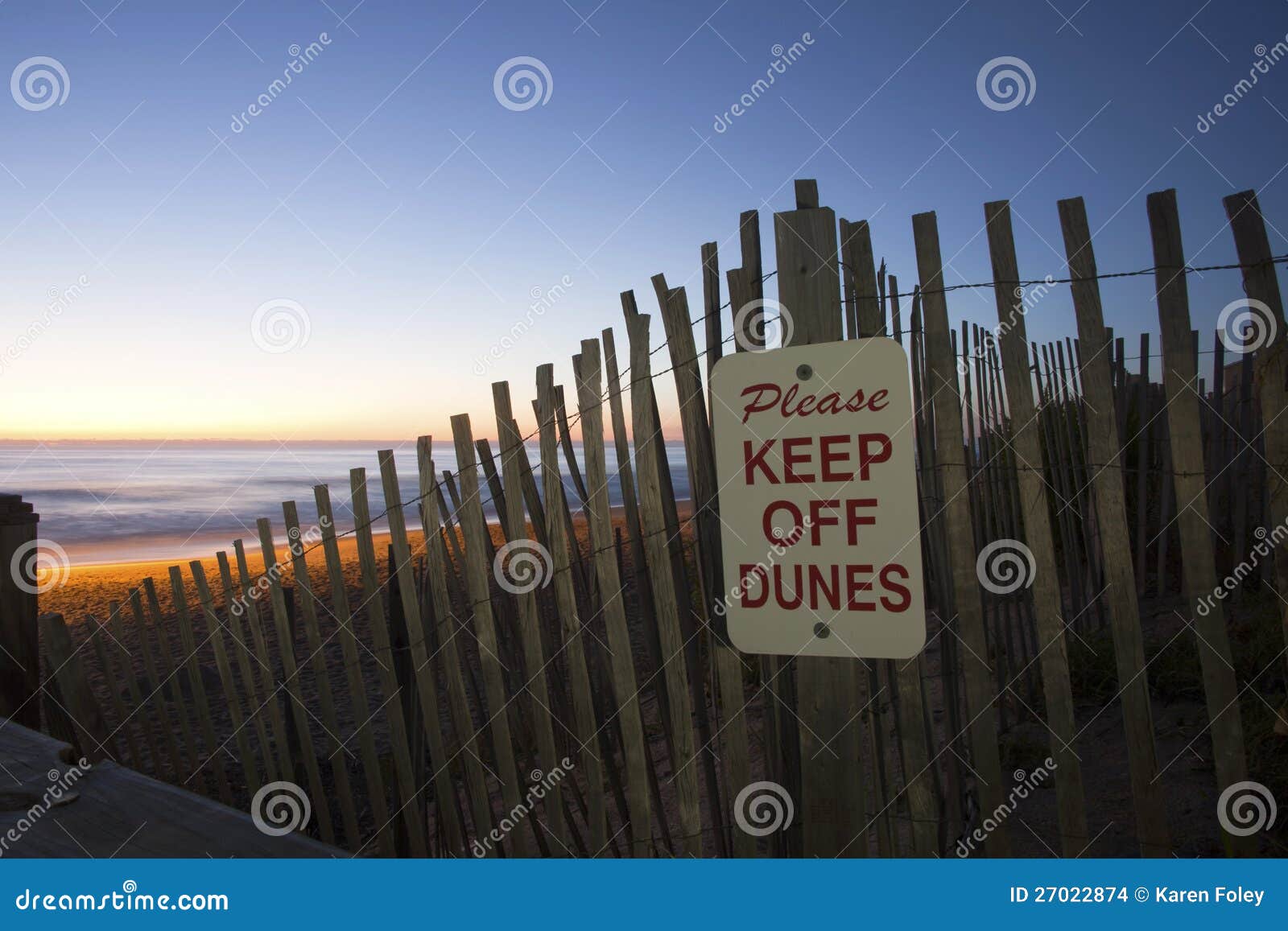 Please Keep Off the Dunes at Sunrise Stock Photo - Image of ...