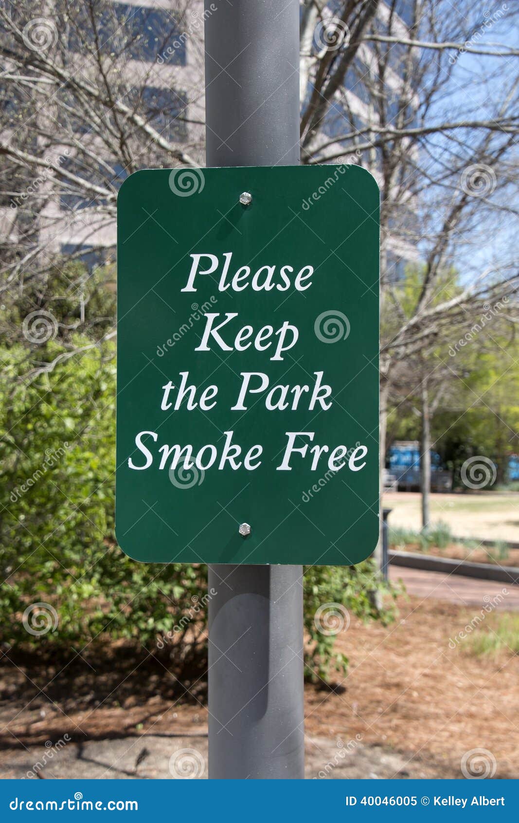 Please Keep the Park Smoke Free Sign Stock Image - Image of second ...
