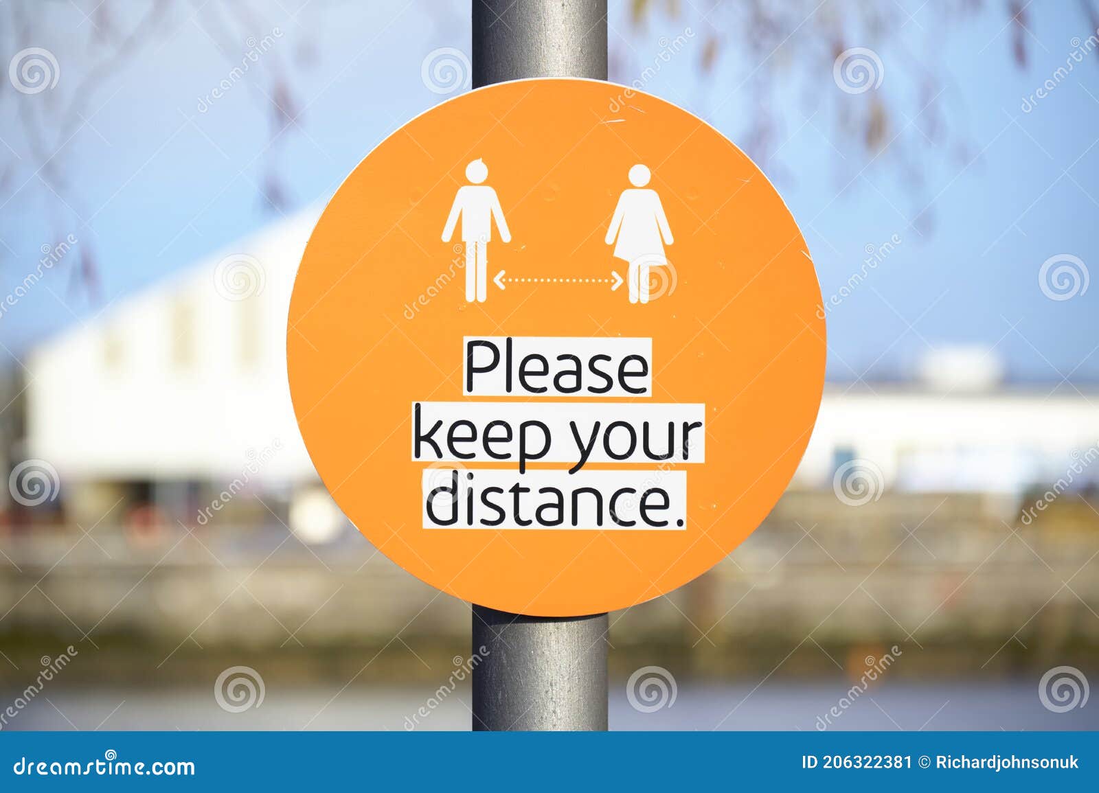 Please Keep Your Distance Sign during the Pandemic Editorial Photo ...