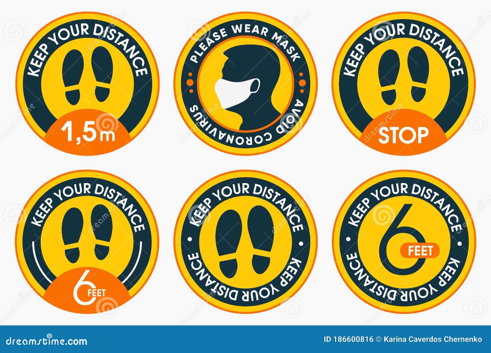 Distancing Floor Round Sticker Marking. Stock Illustration ...