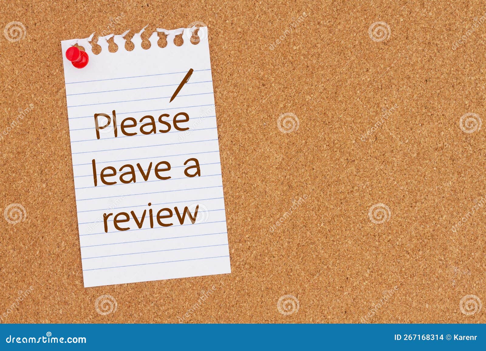 Please Leave a Review on Ruled Paper on a Corkboard Stock Photo - Image ...