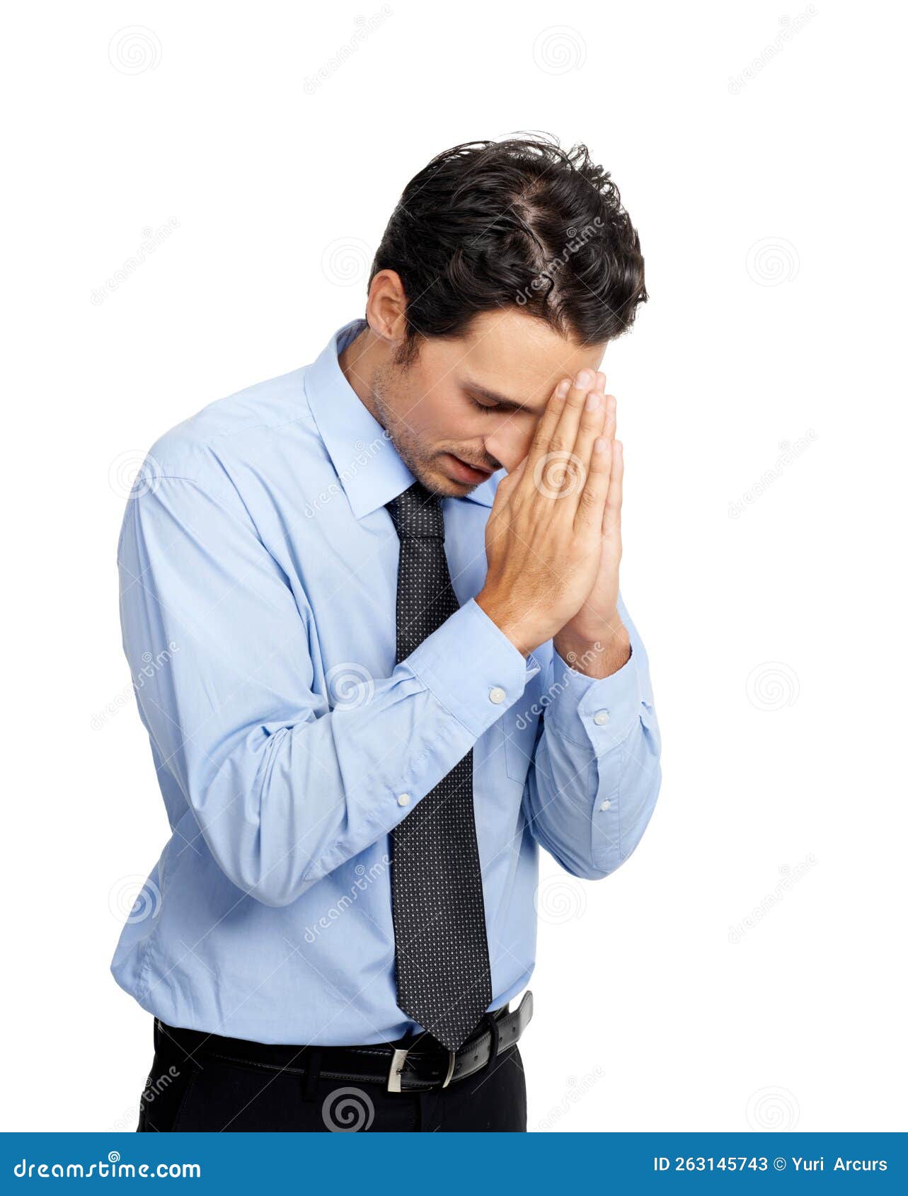 Please Let this Work. a Young Businessman Saying a Desperate Prayer ...