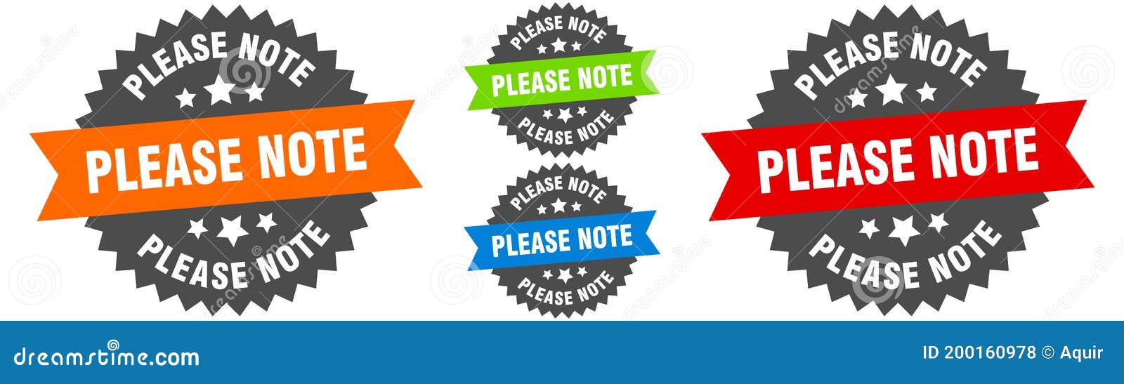 Please Note Sign. Round Ribbon Label Set. Seal Stock Vector ...