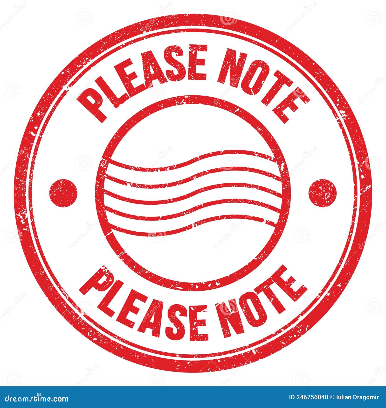 PLEASE NOTE Text Written on Red Round Postal Stamp Sign Stock ...