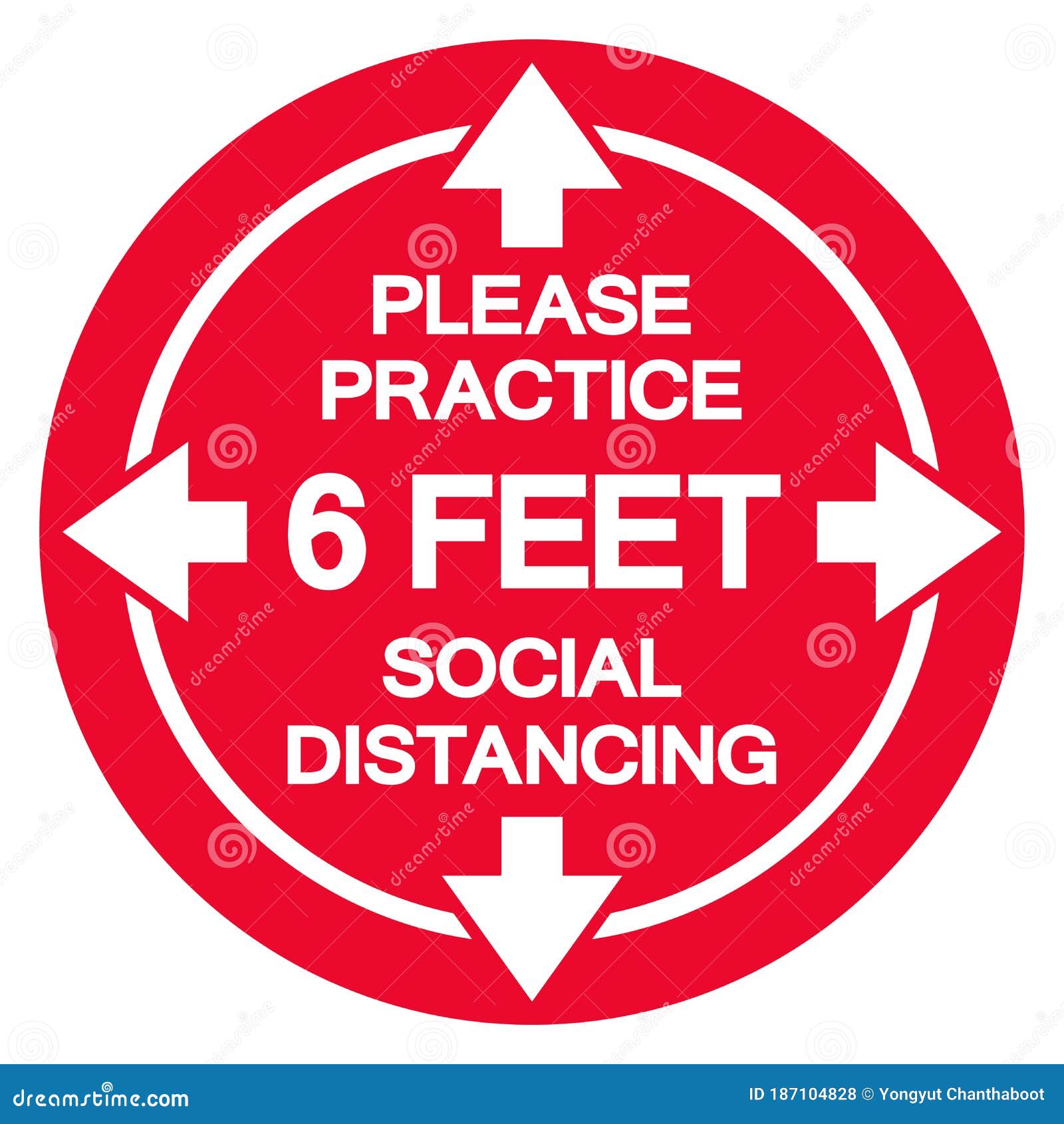 Please Practice 6 Feet Social Distancing Symbol Vector Illustration
