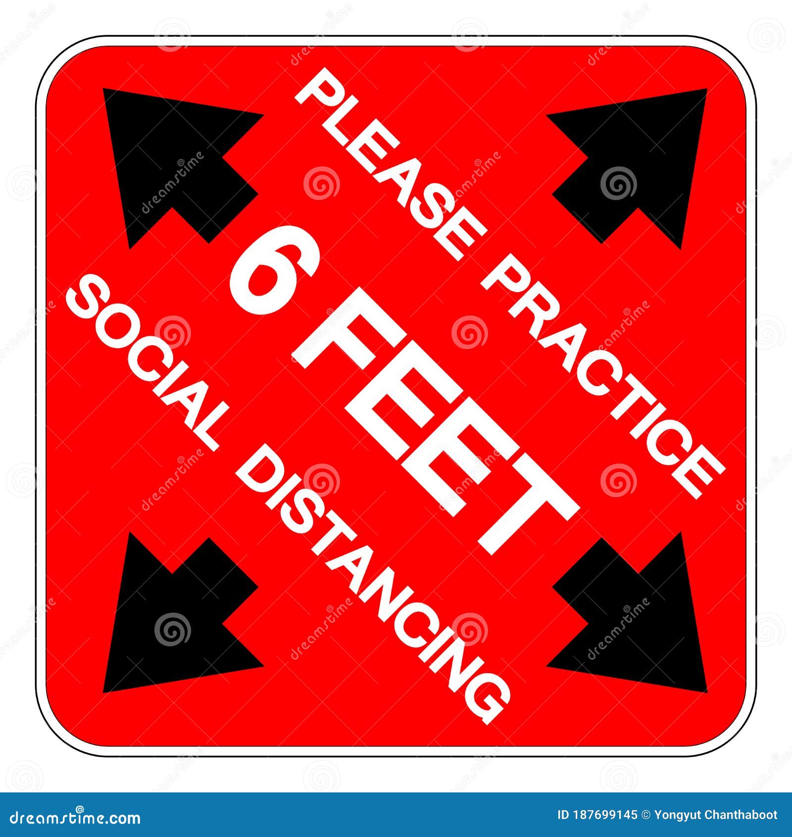 Please Practice 6 Feet Social Distancing Symbol Vector Illustration