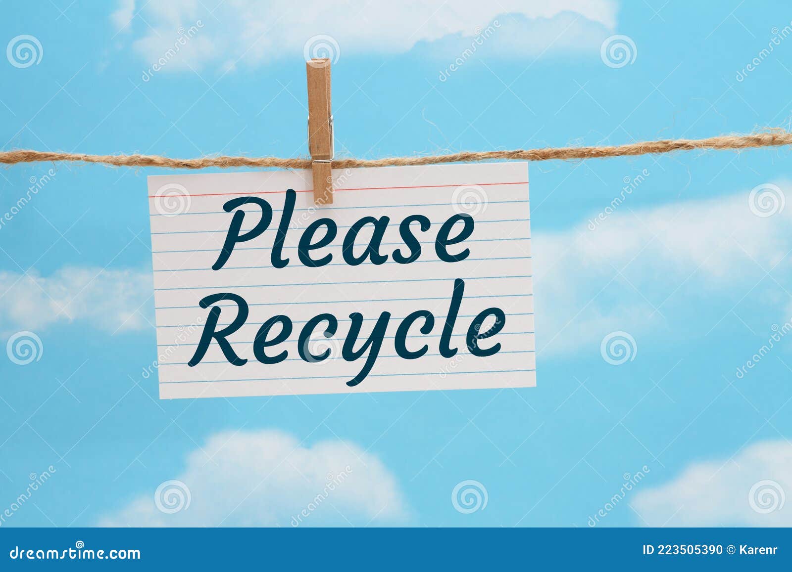 Please Recycle Message on a White Index Card Stock Photo - Image of ...