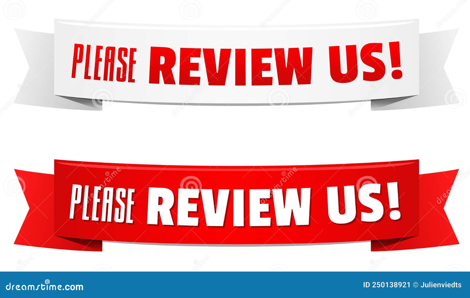 Please Review Us Ribbon Isolated on White Background. Vector ...