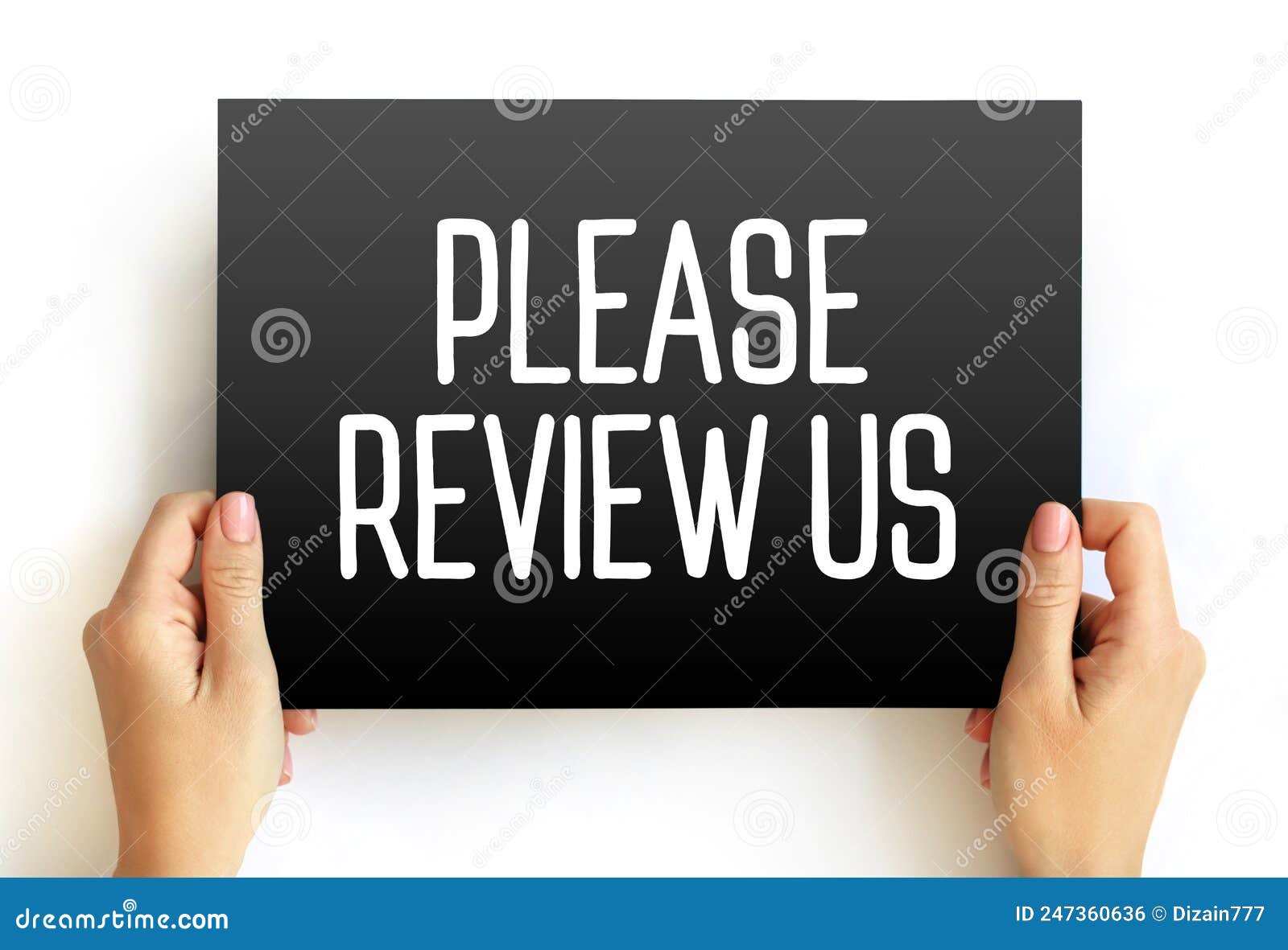 Please Review Us Text on Card, Concept Background Stock Photo - Image ...