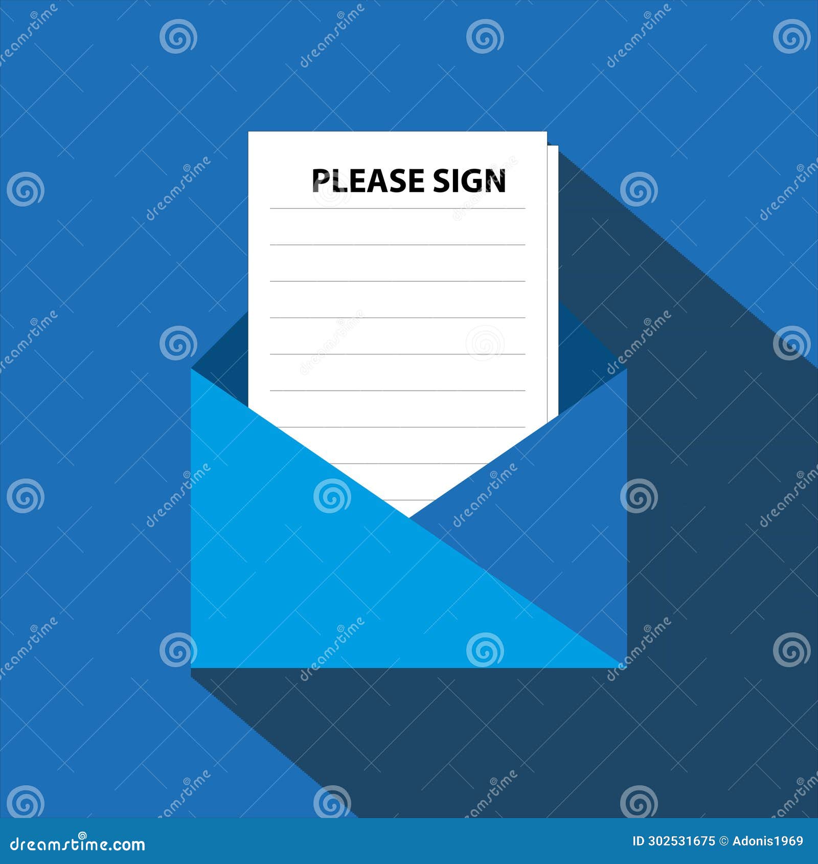 Please Sign in Envelope on Blue Stock Illustration - Illustration of ...