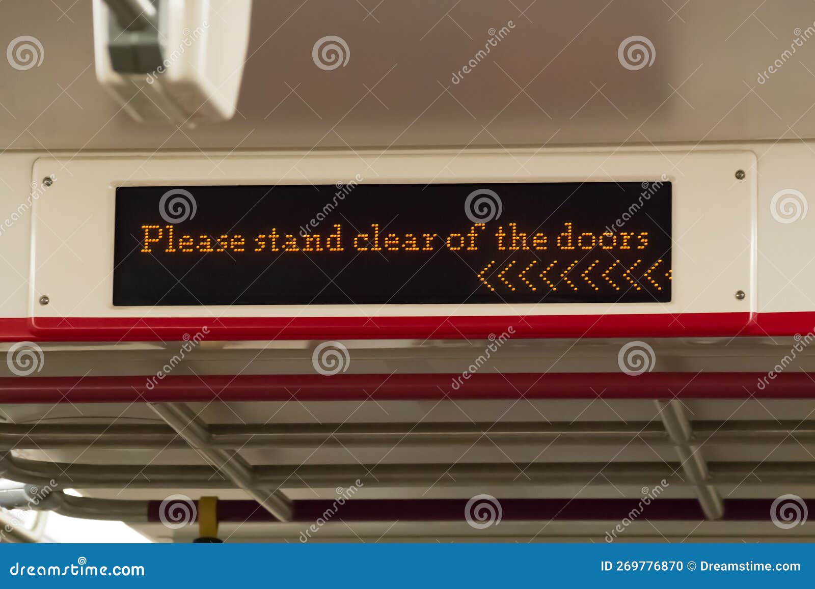 Please Stand Clear of the Doors Caution Sign in the TTC Subway Car of ...