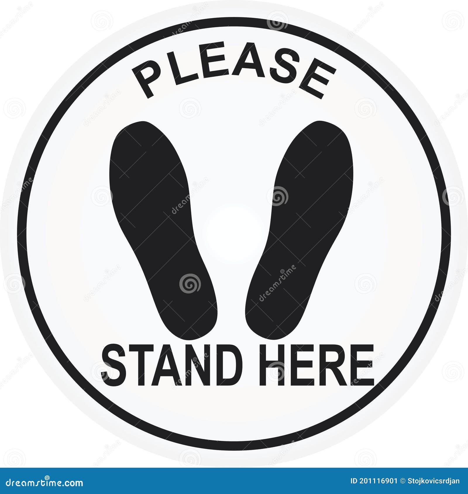 Please Stand Here Floor Sign Stock Vector - Illustration of care ...