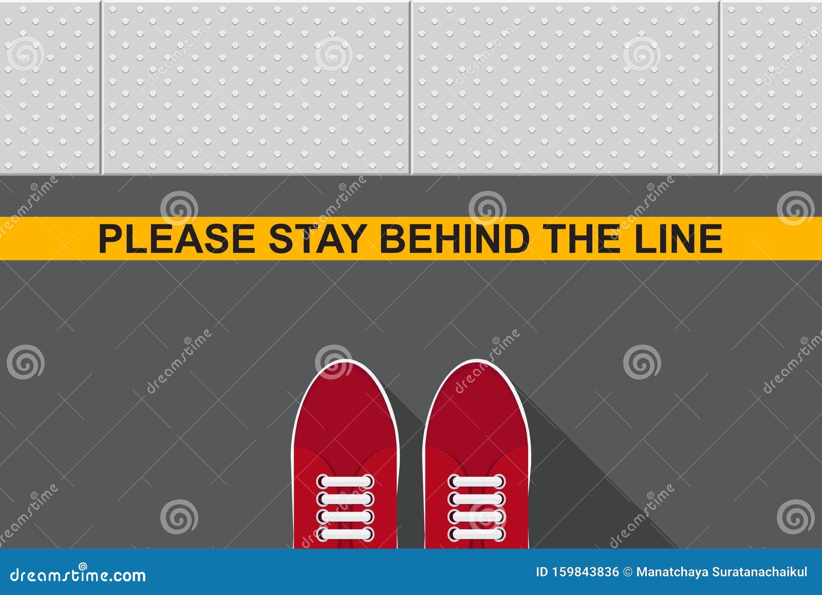Please Stay Behind Yellow Line. Stock Vector - Illustration of floor ...