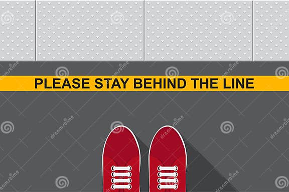 Please Stay Behind Yellow Line. Stock Vector - Illustration of floor ...