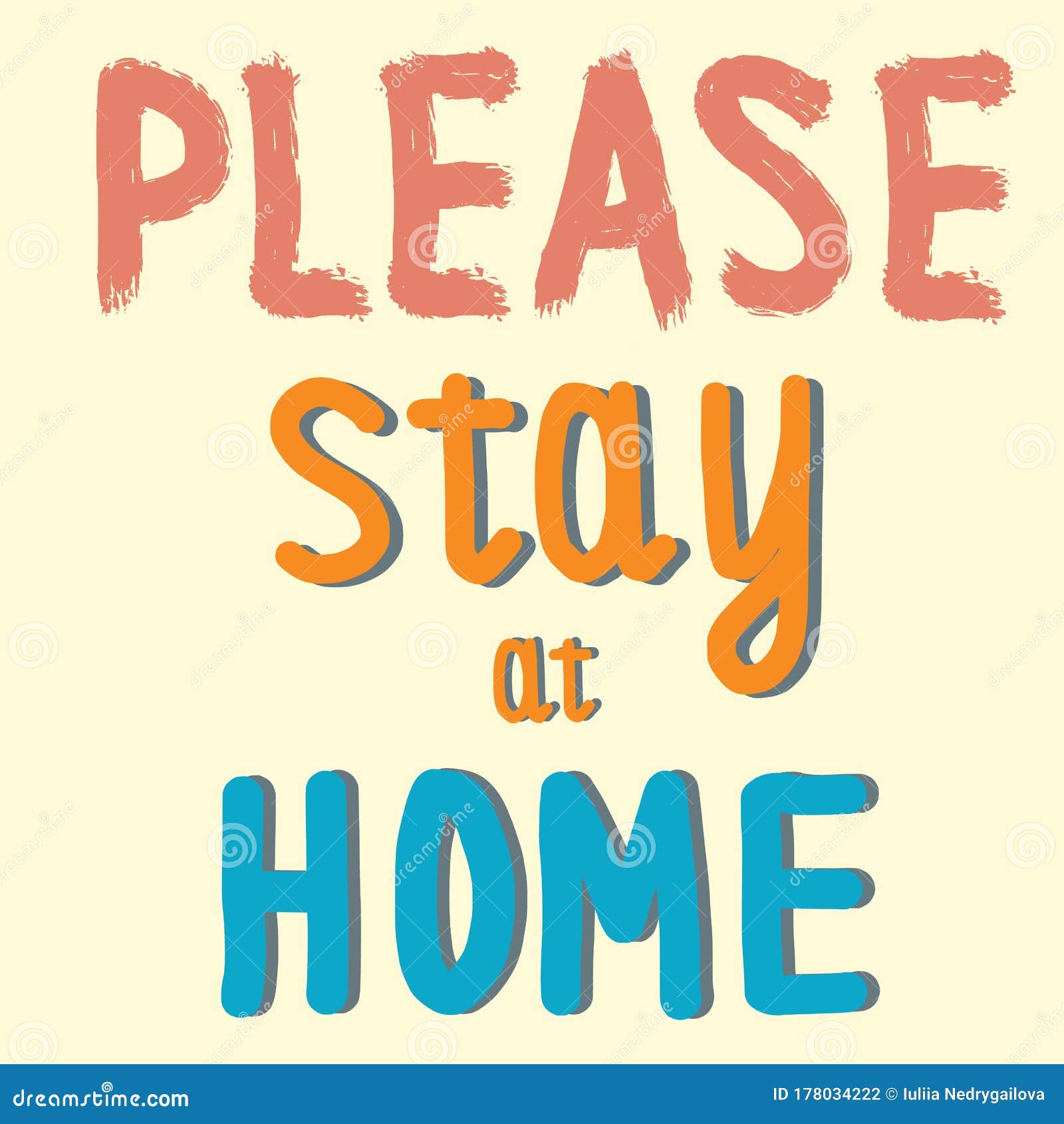 Hand Drawn Lettering Please Stay at Home, Stop Coronavirus Concept ...