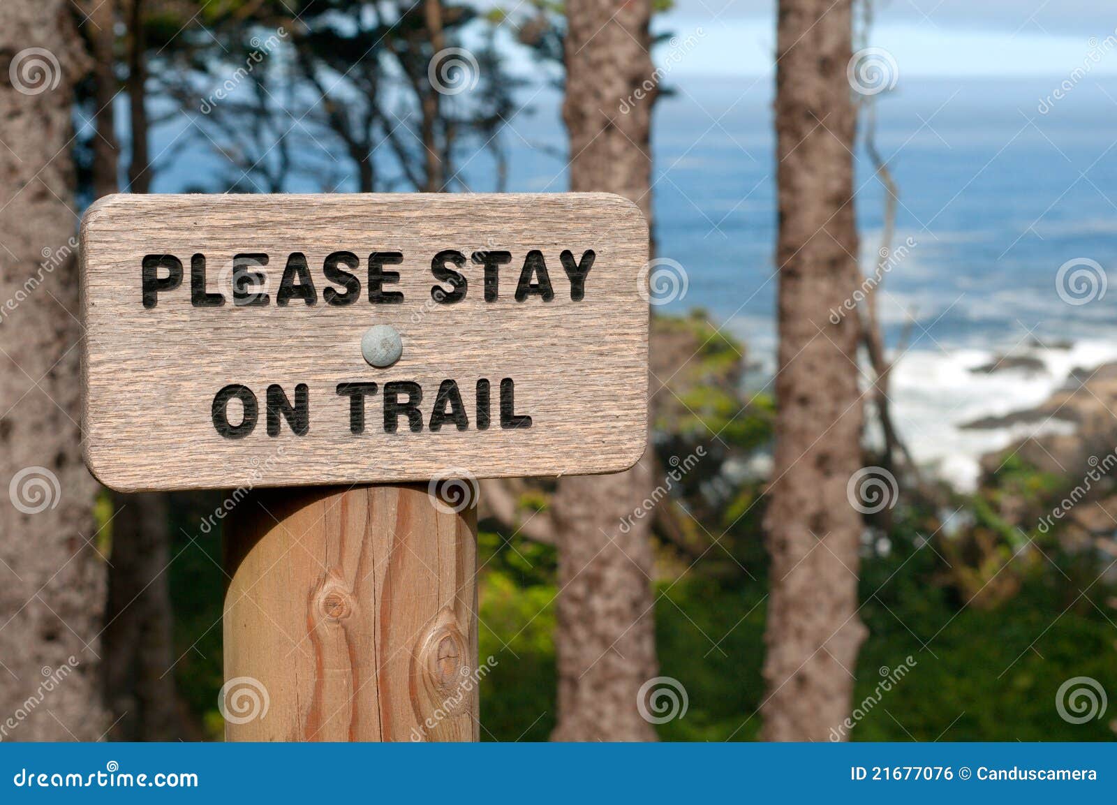 Please Stay on Trail Sign at the Oregon Coast USA Stock Photo - Image ...