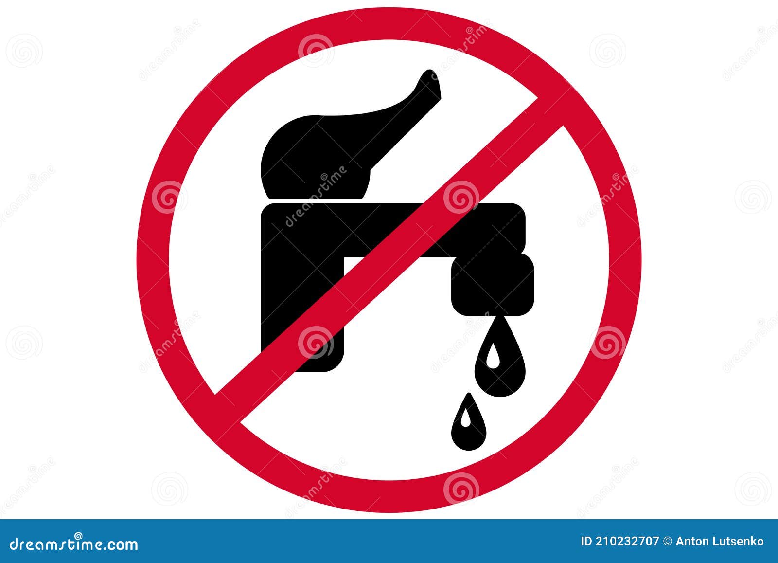 Please Stop Water Leak Sign, Water Tap and Dripping Drops Icon Stock ...