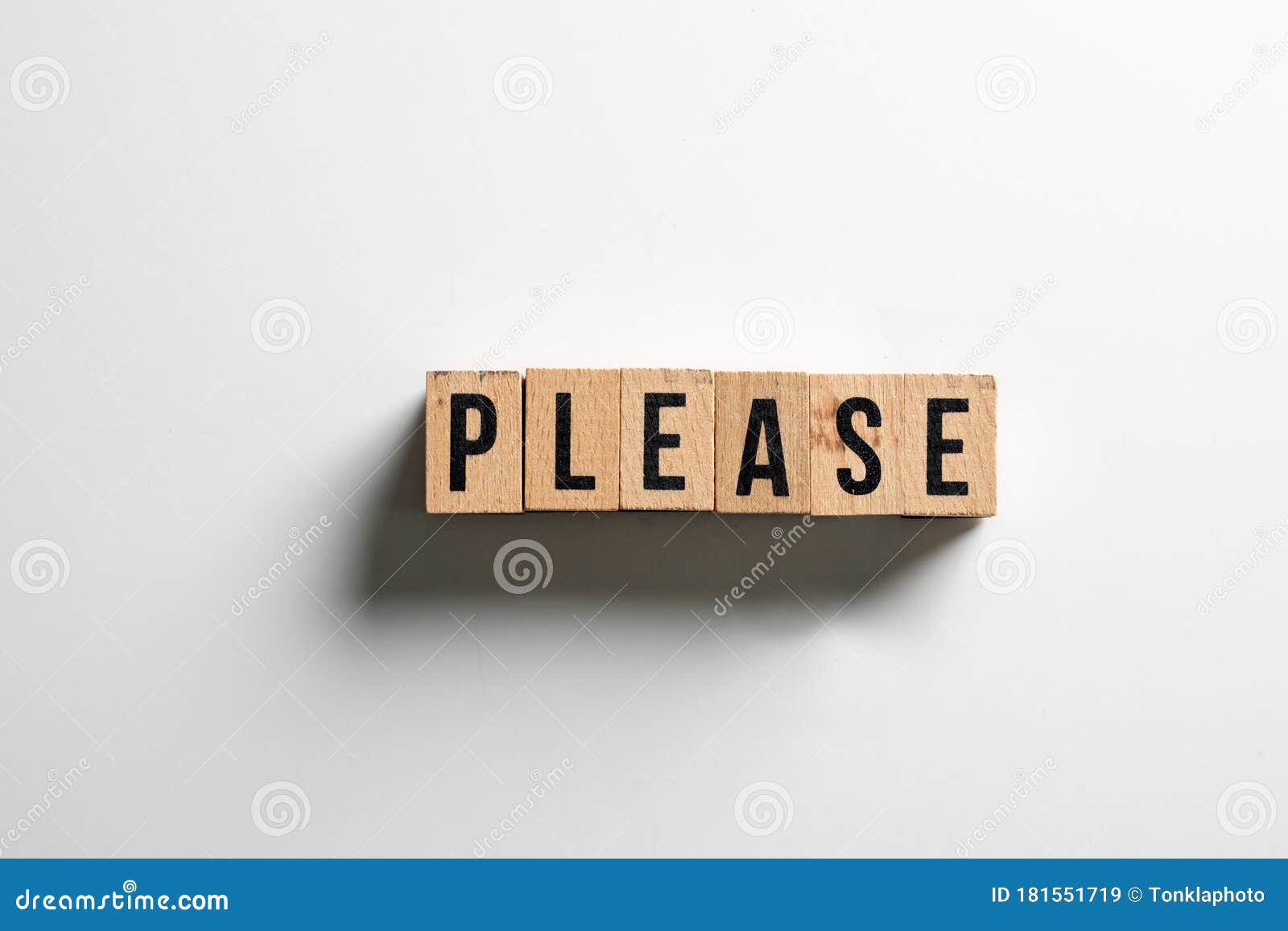 ` Please ` Text Made of Wooden Cube on White Background Stock Image ...