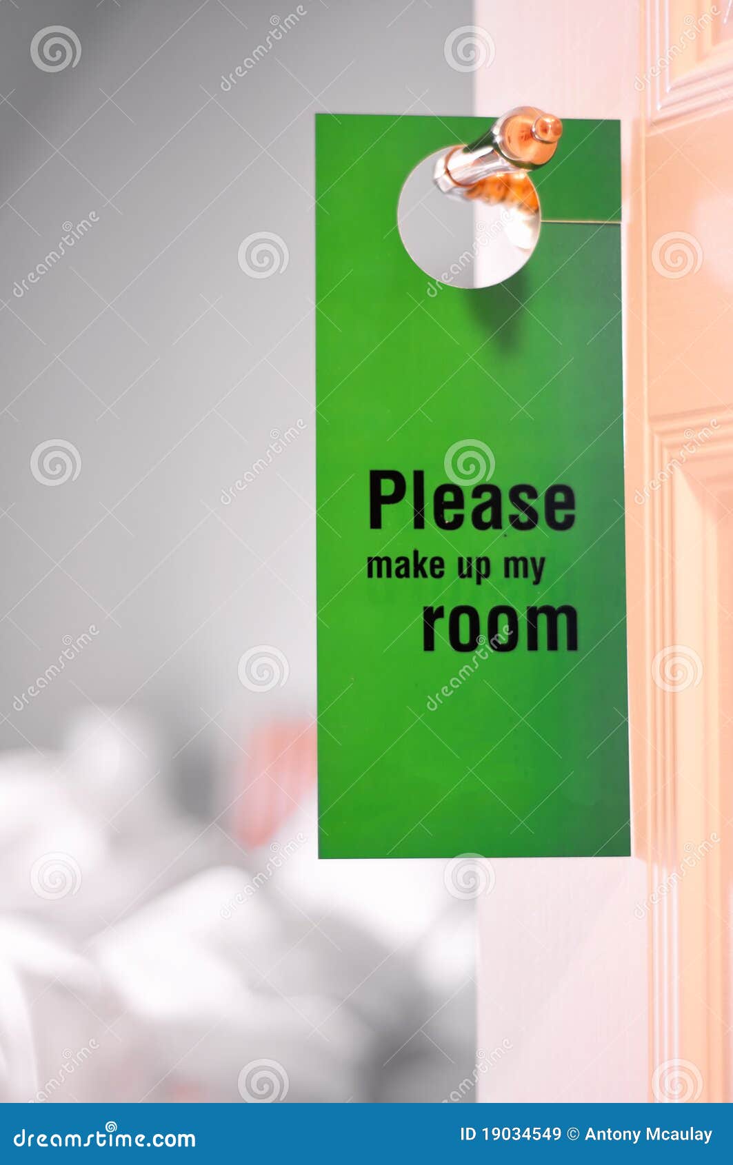 Please tidy room stock image. Image of door, motel, hanger - 19034549