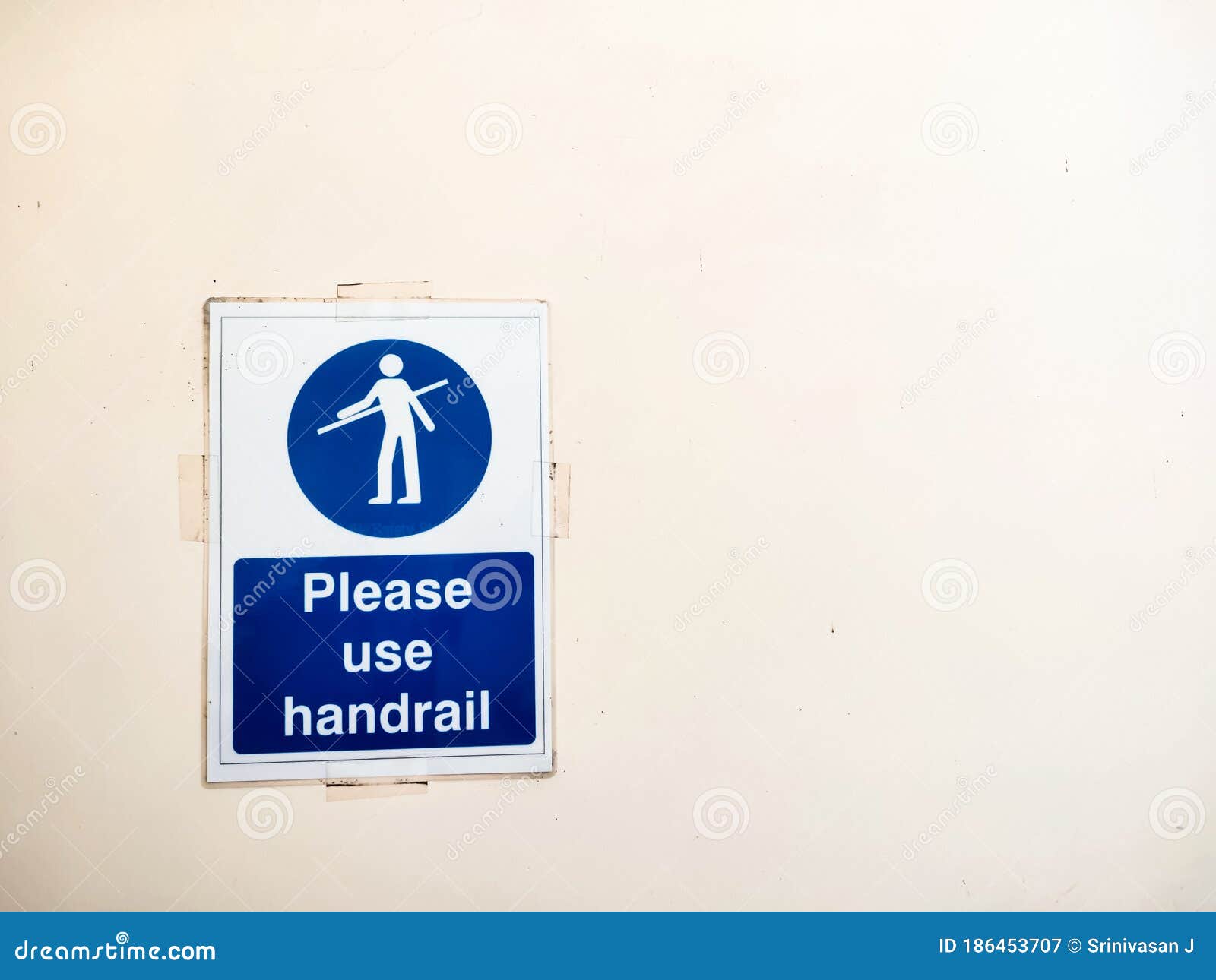 Please Use Handrail Sign Poster on Wall Near Escalator Stock Image ...