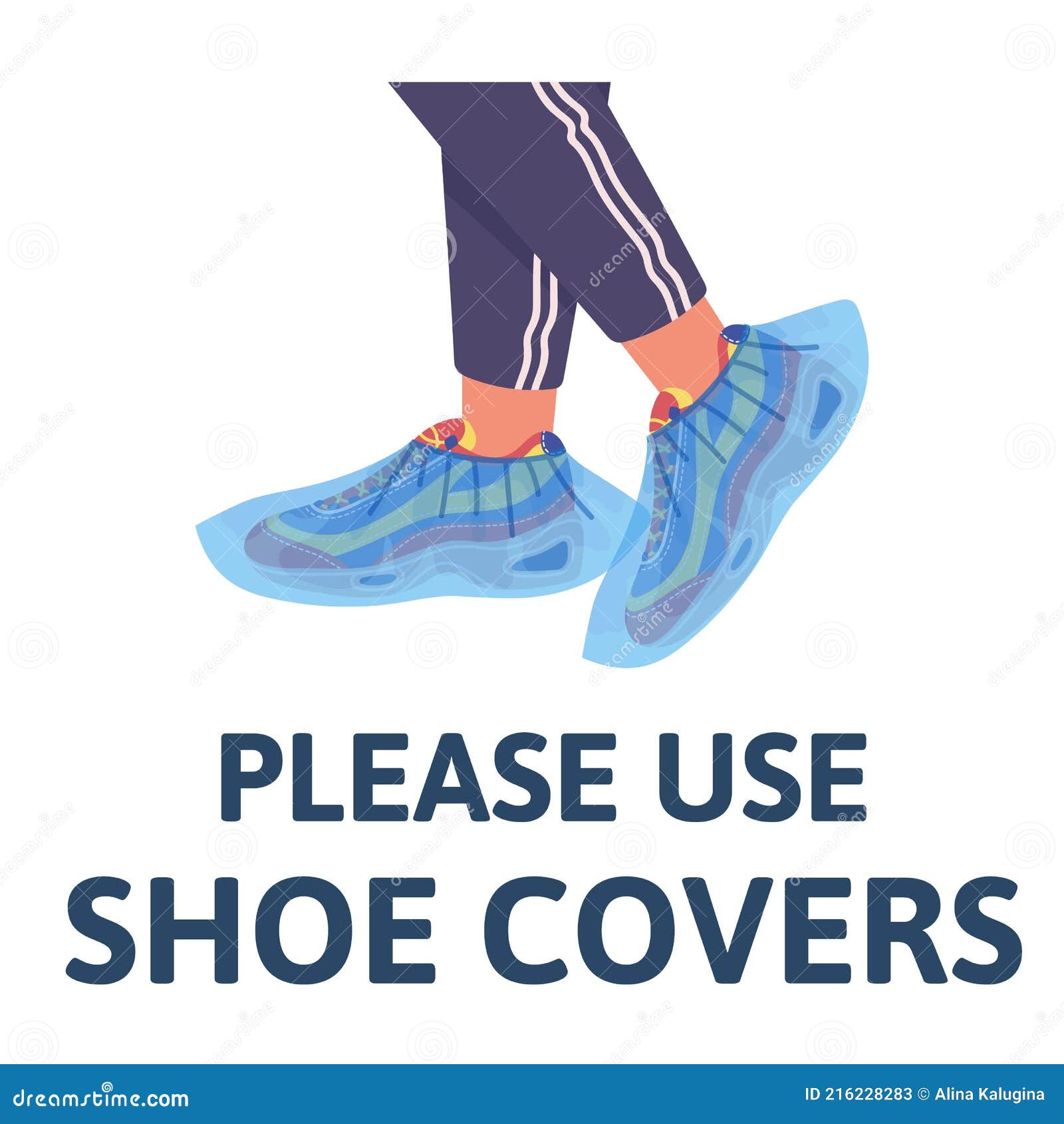 Please Use Shoe Covers. Vector Flat Illustration Isolated on White ...