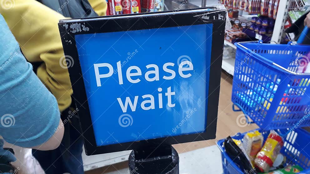Please wait signage stock photo. Image of queue, please - 175432282