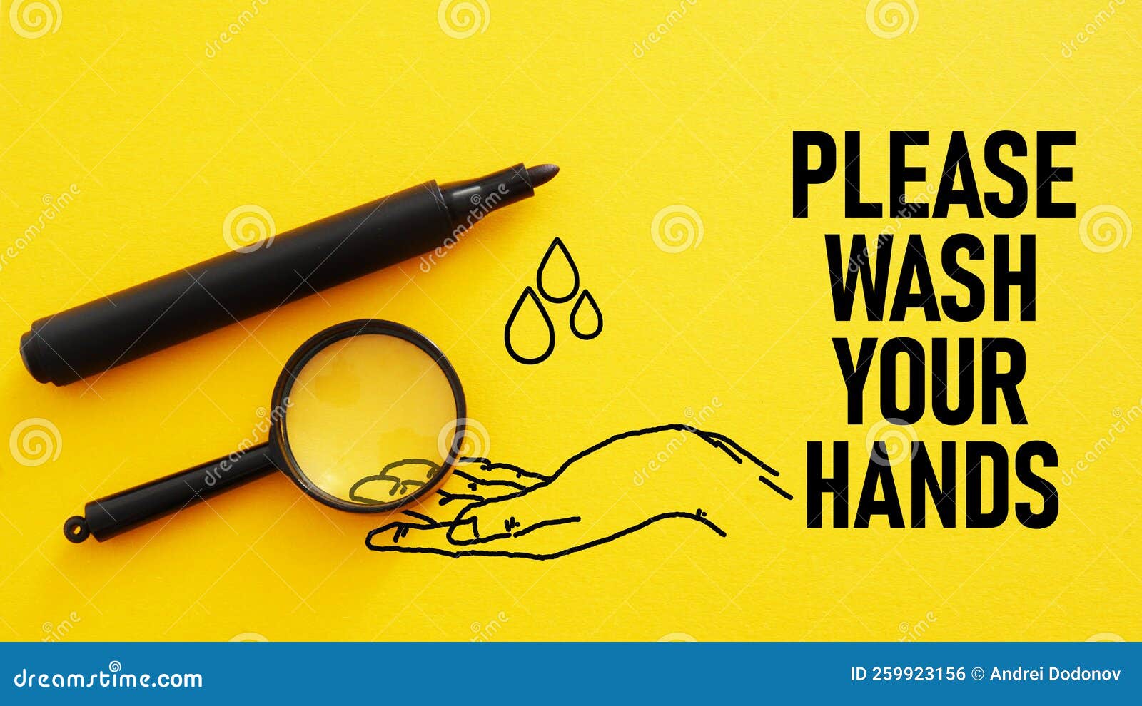 Please Wash Your Hands, Written In Wooden Letters On A Blue Background ...