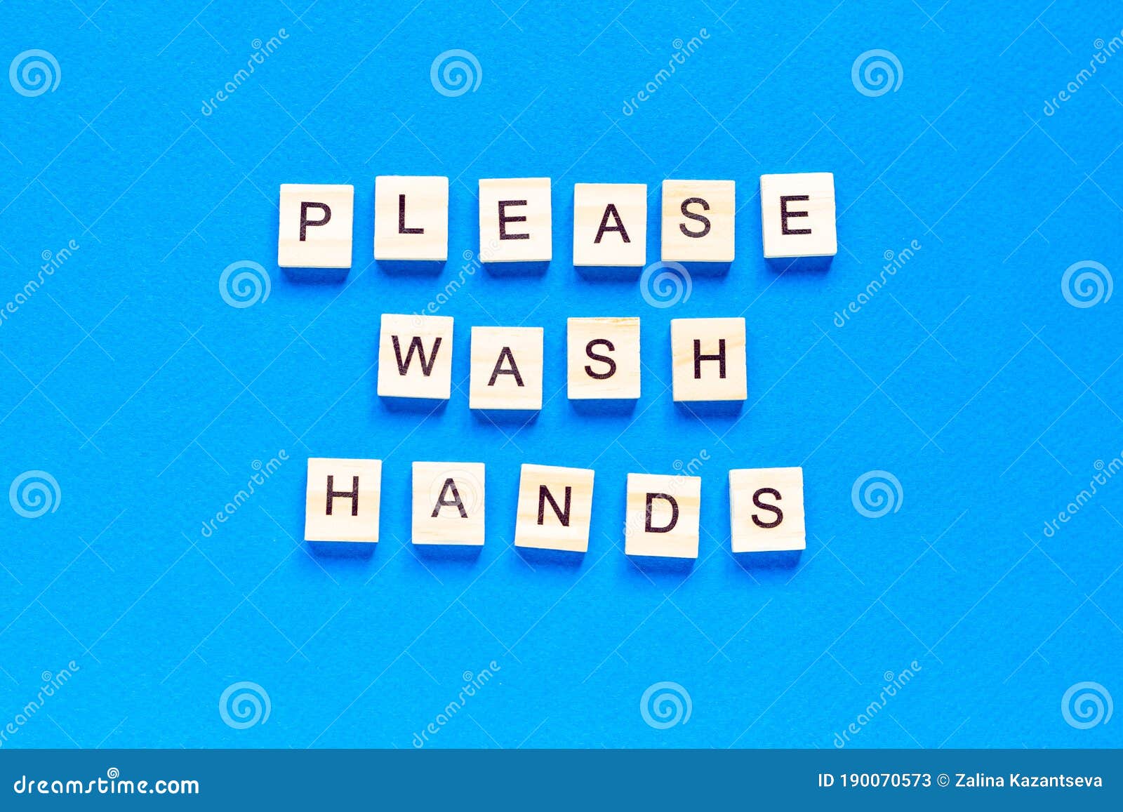 Please Wash Your Hands, Written in Wooden Letters on a Blue Background ...