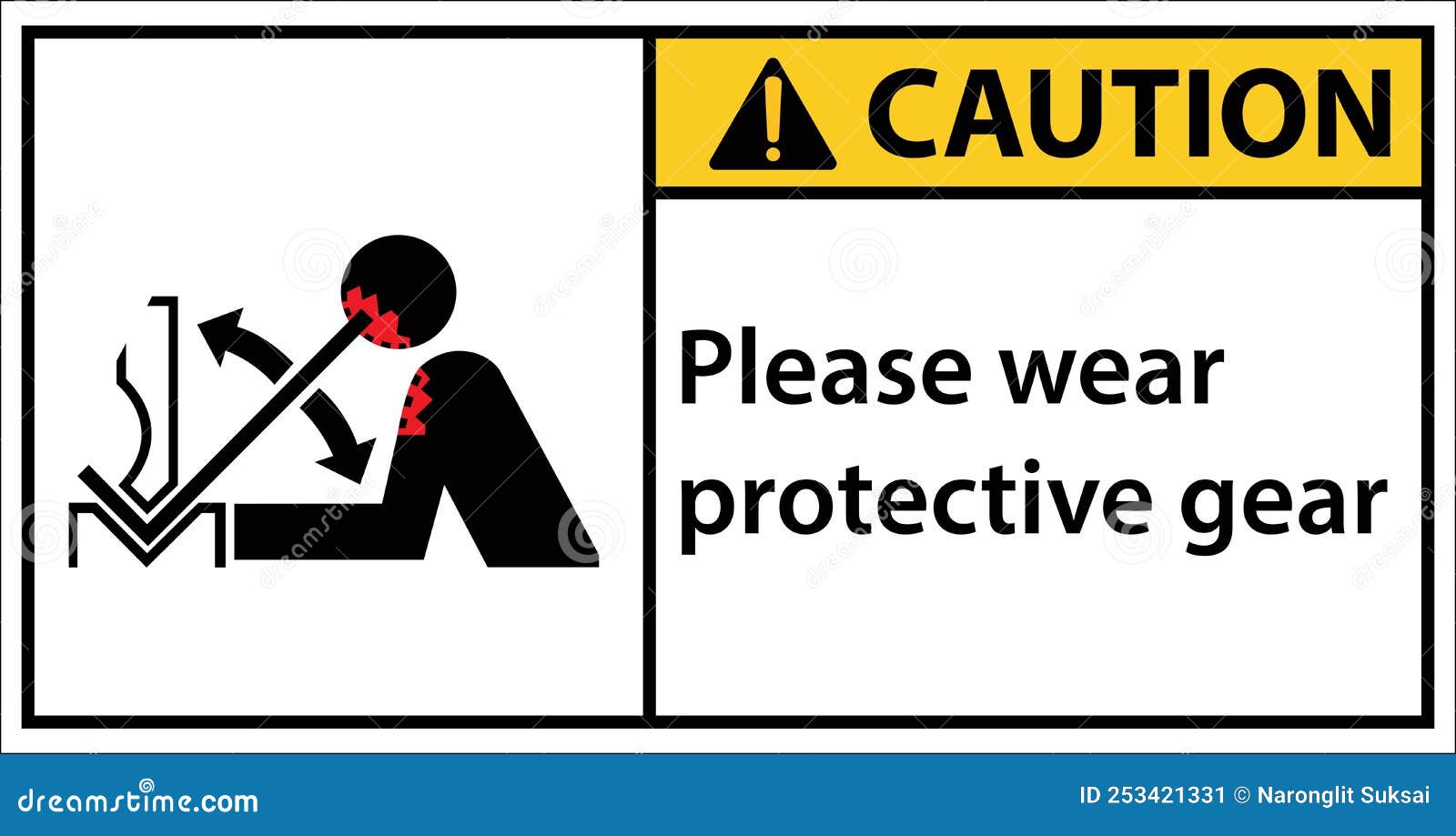 Please Wear Protective Equipment for Bending Iron.Sign Caution Stock ...