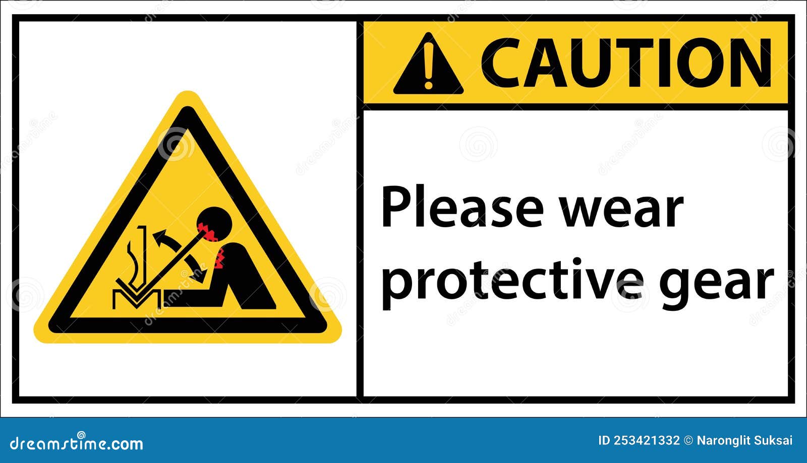 Caution Hydraulic Lines Piercing The Skin Sign Cartoon Vector ...
