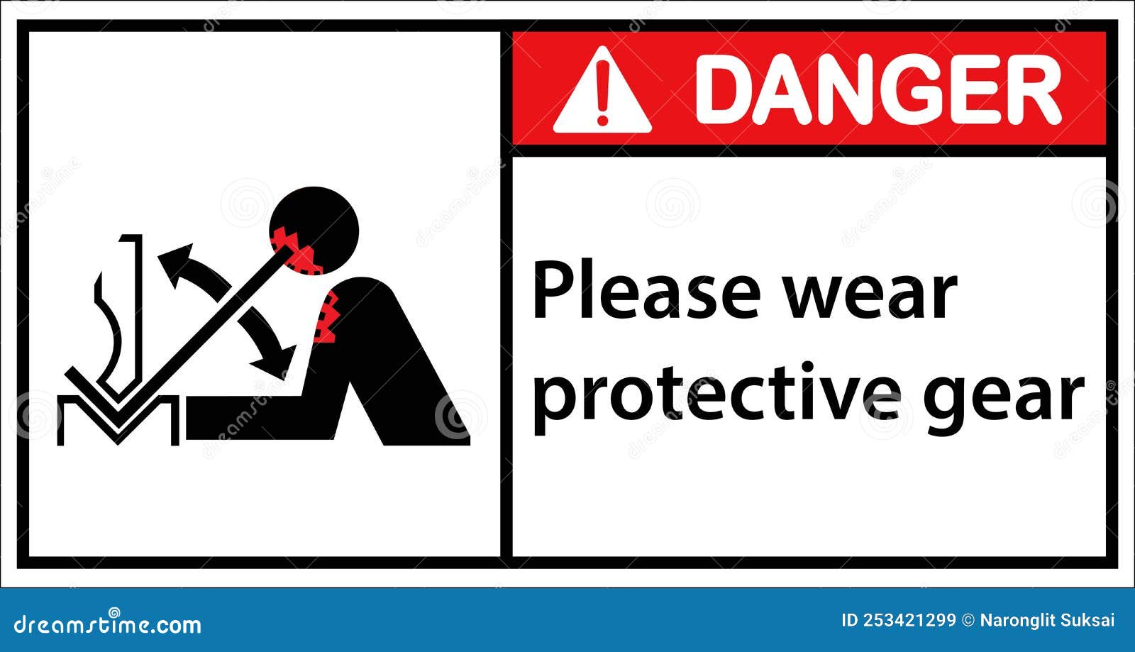 Please Wear Protective Equipment for Bending Iron.Sign Danger Stock ...