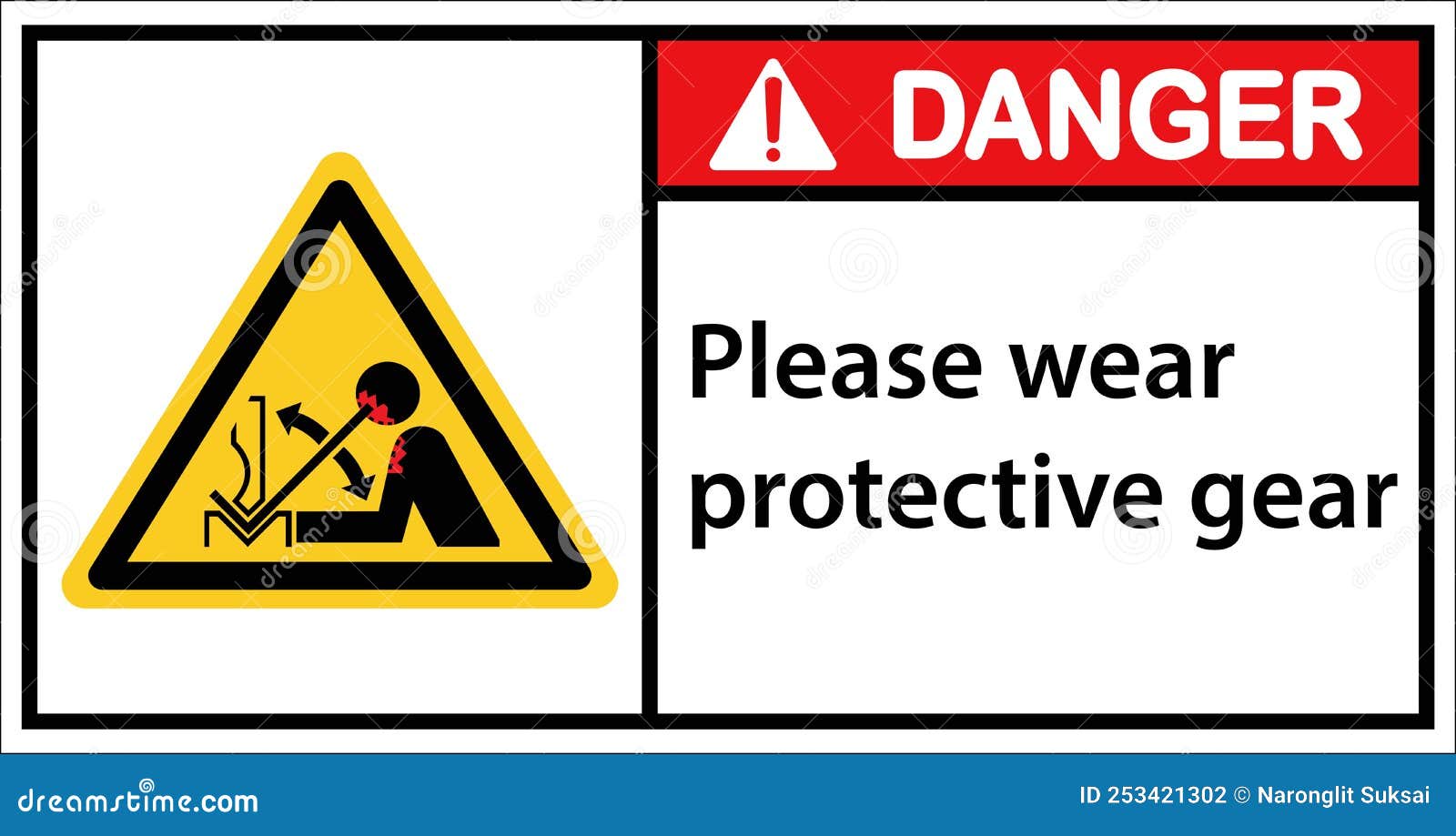 Please Wear Protective Equipment for Bending Iron.Sign Danger Stock ...