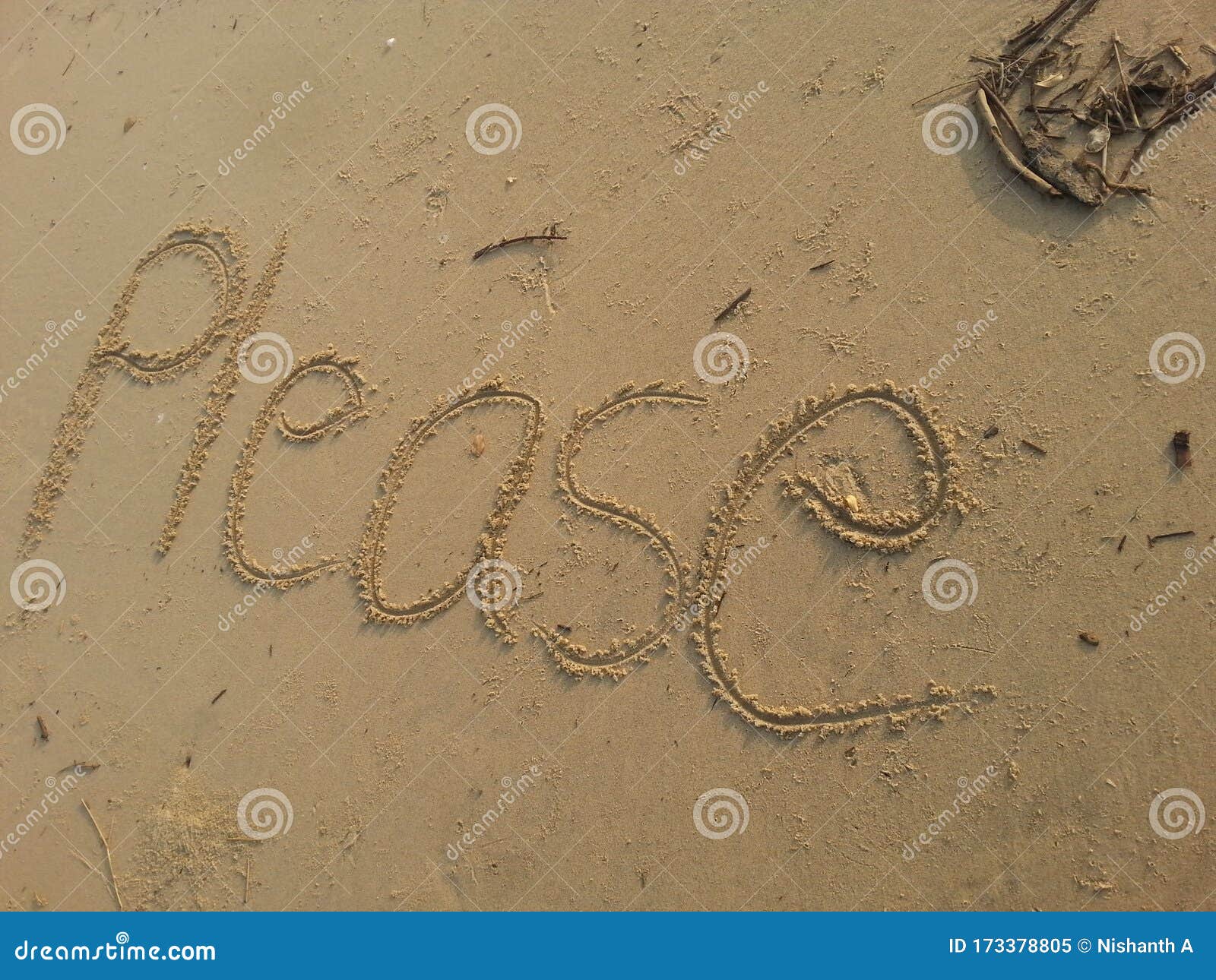 Please Word Written on Sand. Stock Image - Image of dawn, please: 173378805