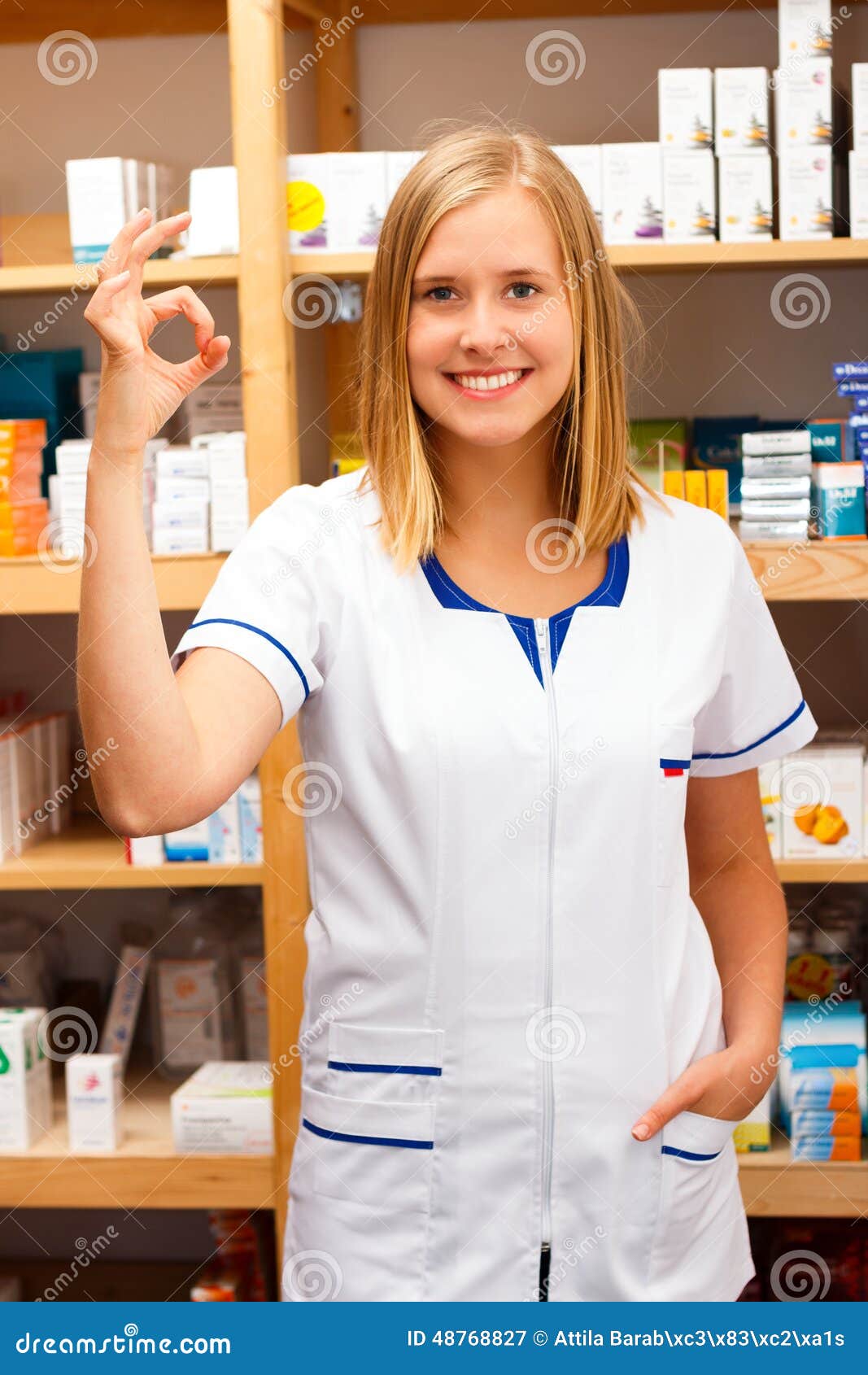 Pleased Beautiful Pharmacist Stock Image - Image of profession, health ...