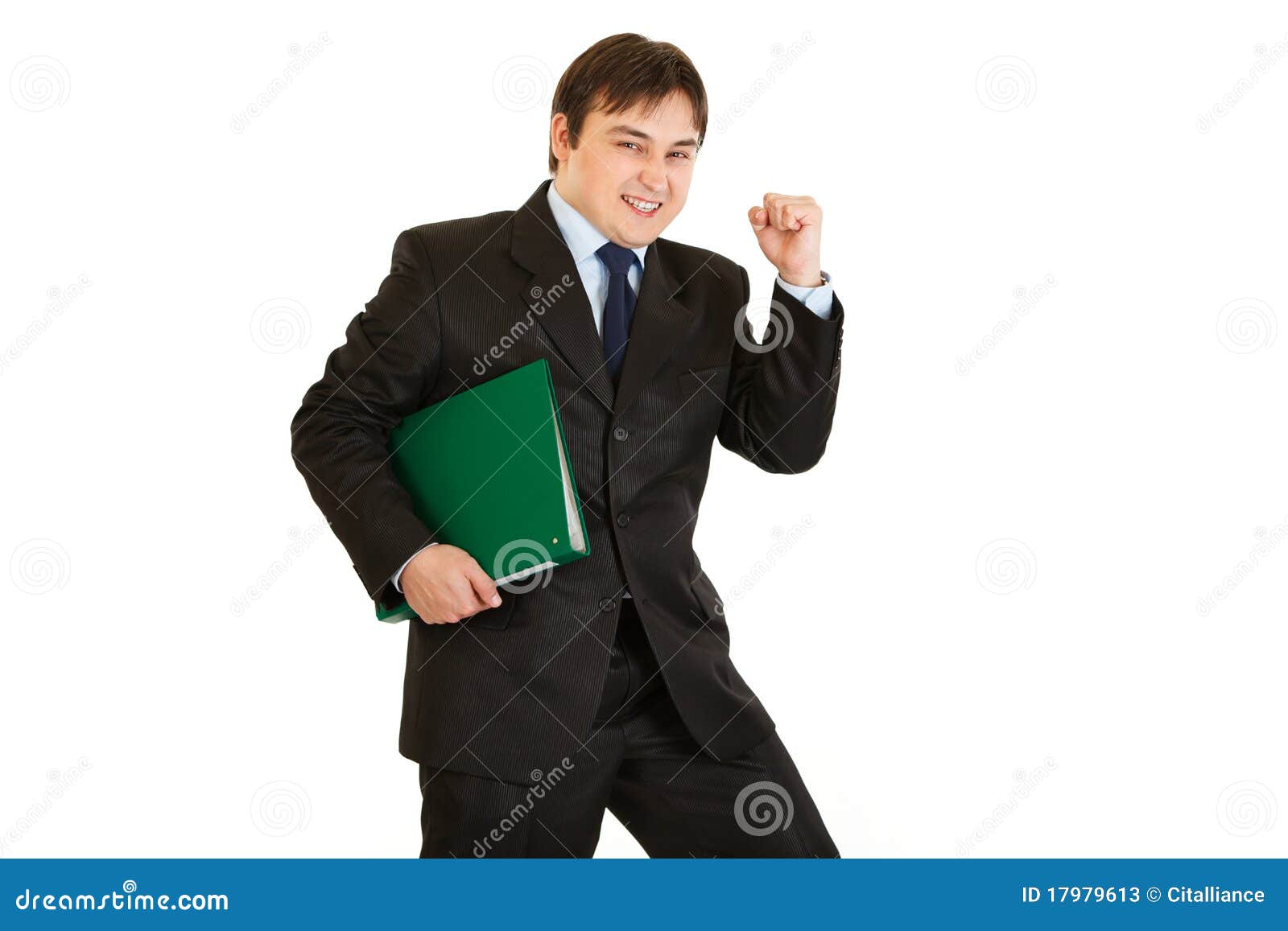 Pleased Businessman Holding Folder with Documents Stock Image - Image ...