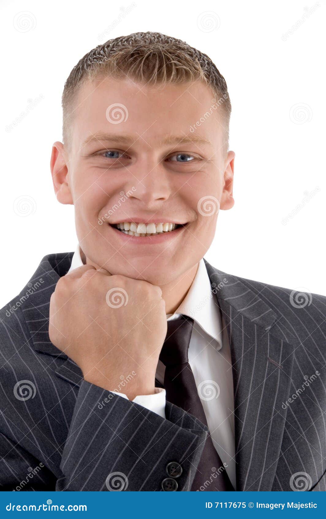 Pleased Businessman Showing His Face Stock Image - Image of mature ...